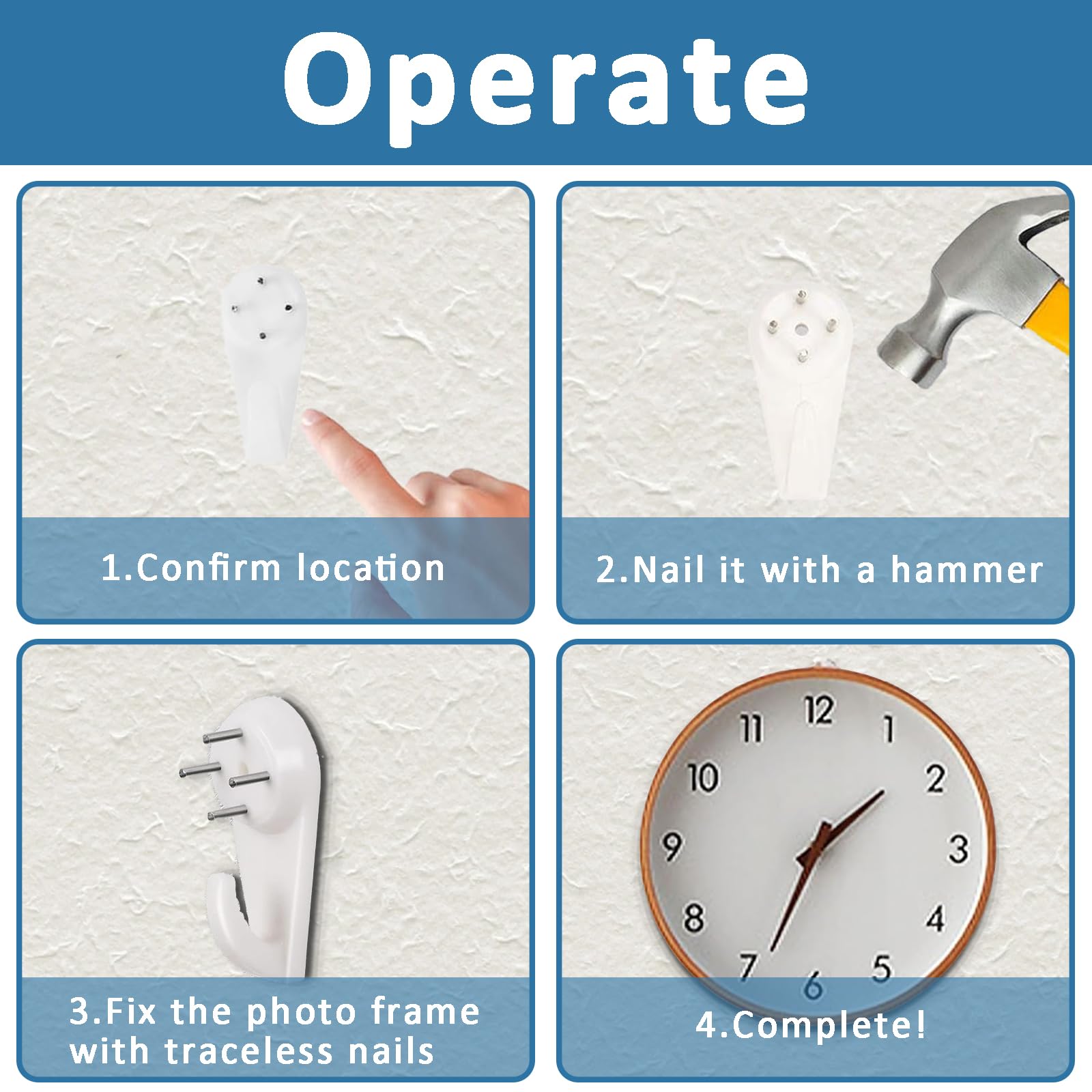 60PCS Picture Hooks, Picture Hooks for Hard Walls, Picture Hooks for ...
