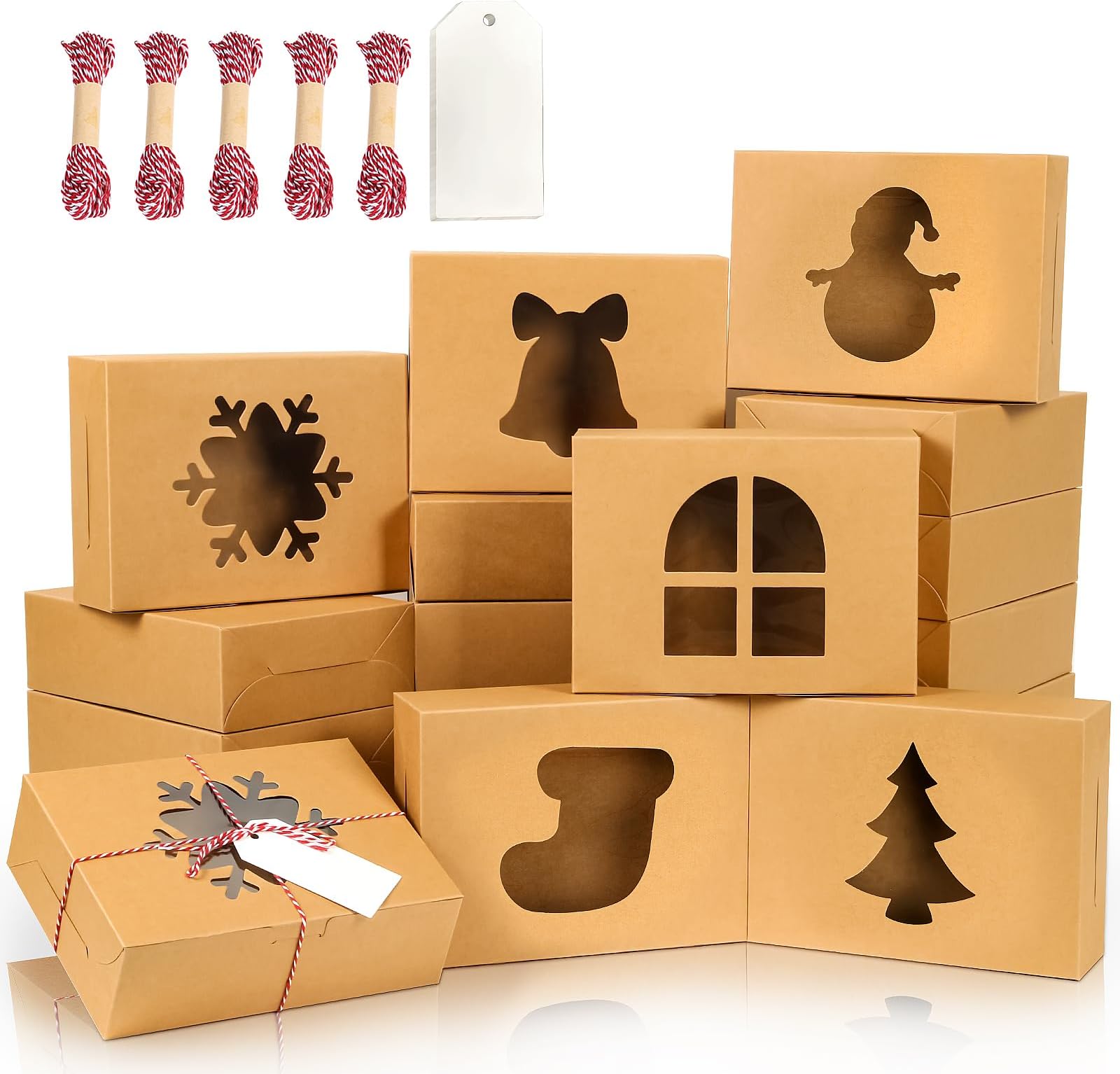 Amazon.com: KPOSIYA 65 PCS 8x6x2.5 Inch Cookie Boxes with Window Red ...