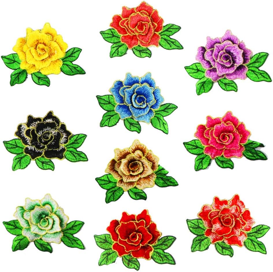 Amazon.com: ZZXLLRO 5Pcs Rose Flower Iron On Patches, Purple Floral ...