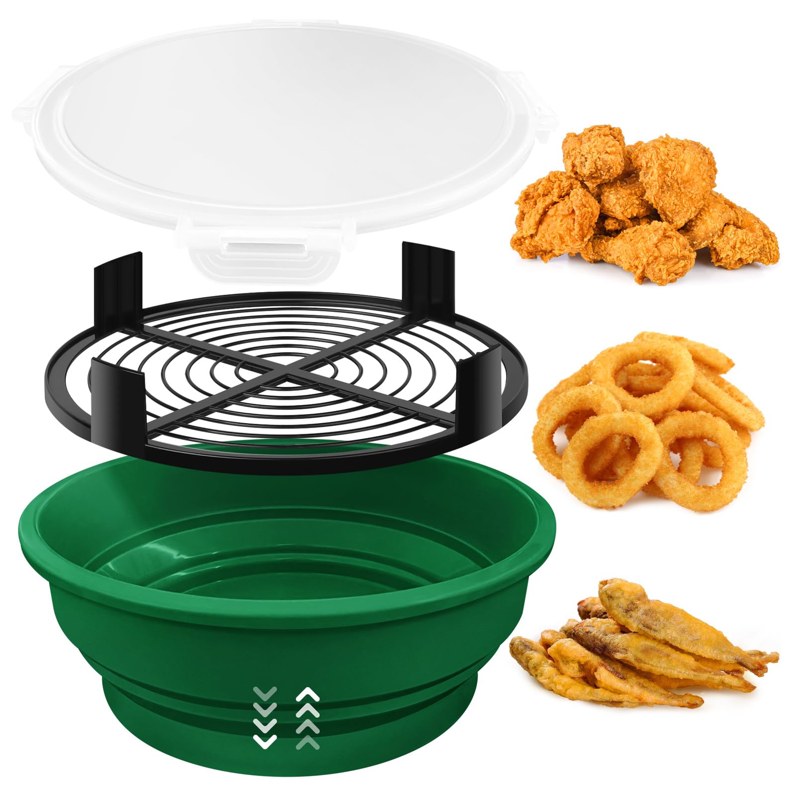 Amazon.com: BNLIK Collapsible Batter Bowl With Lid: Fish Breader Shaker ...