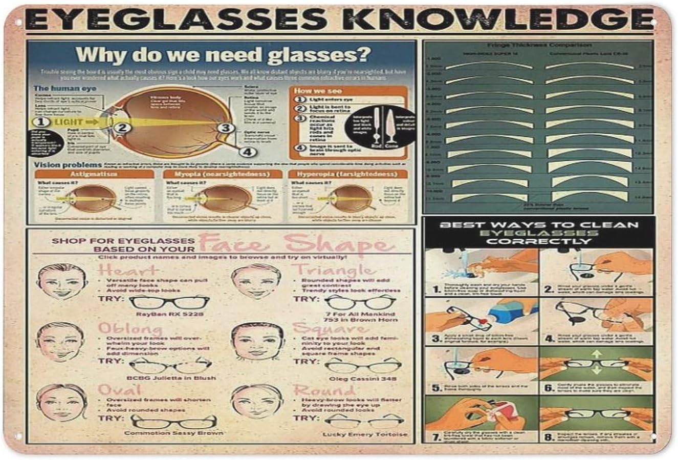 Amazon.com: Eyeglasses Knowledge Metal Sign Vintage Optical Shop Decor ...