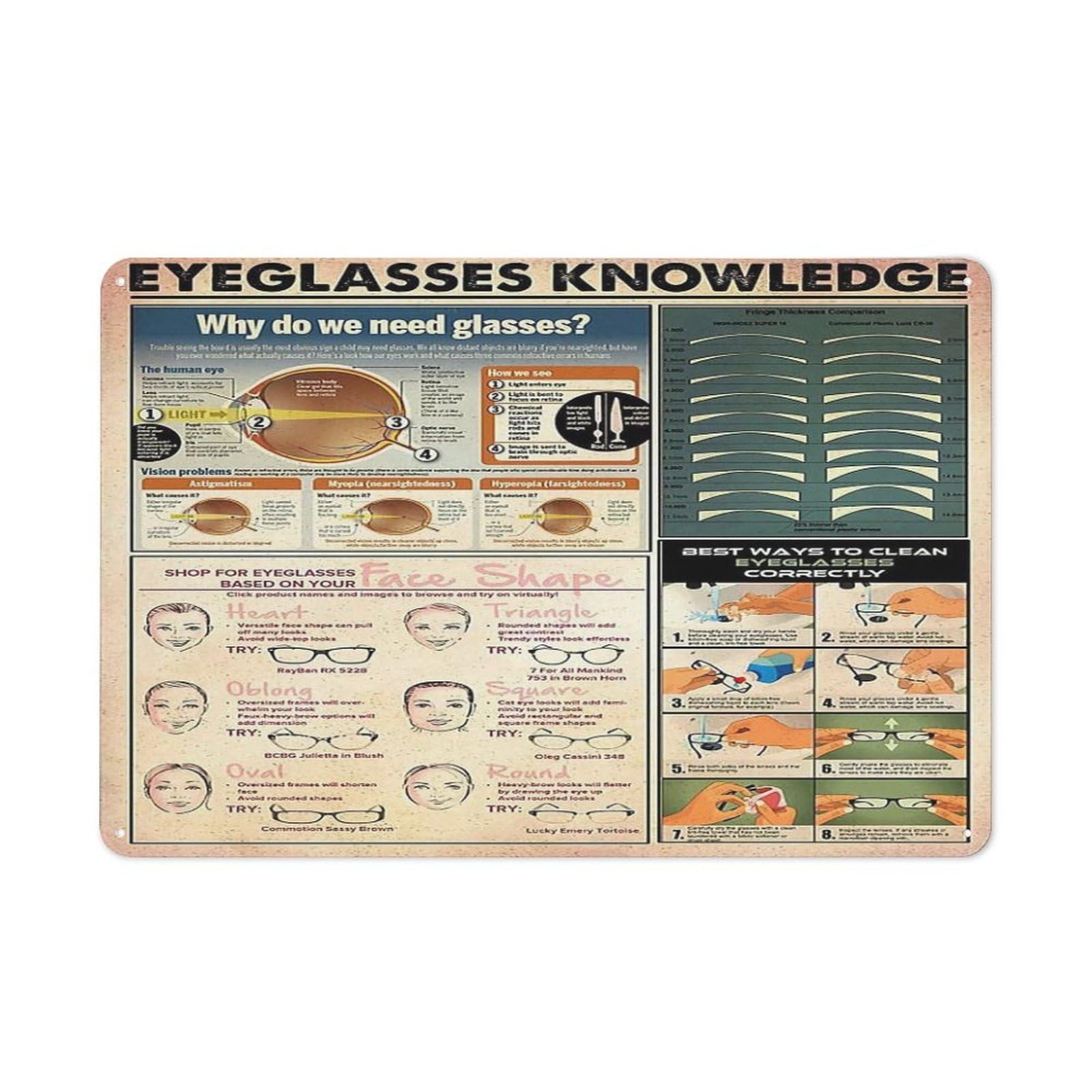 Amazon.com: Eyeglasses Knowledge Metal Sign Vintage Optical Shop Decor ...