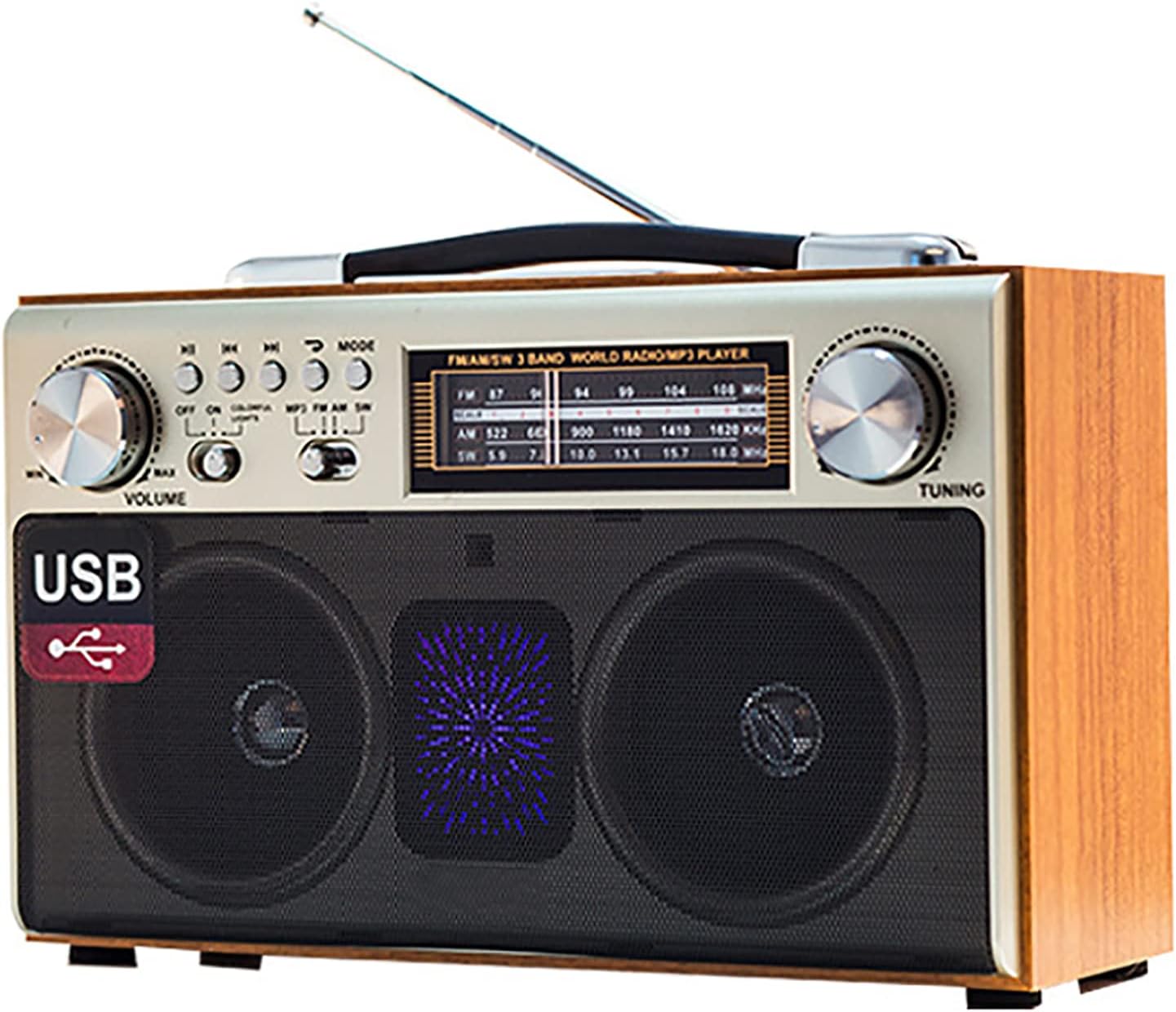 Bluetooth Retro Radio with FM/TF/SD/USB Playback, Stereo DSP, Classic ...