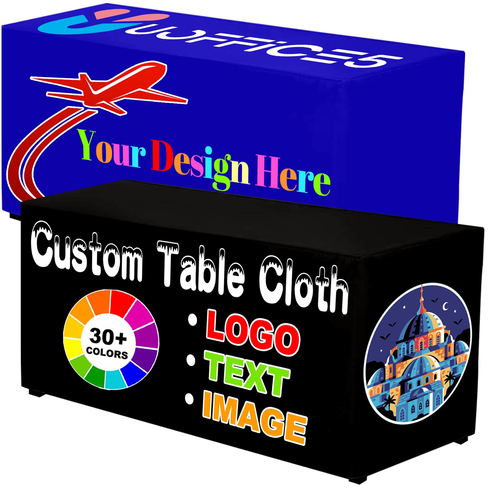 Amazon.com: Uoffice5 Custom Table Cloth with Business Logo 4 5 6 8 FT ...