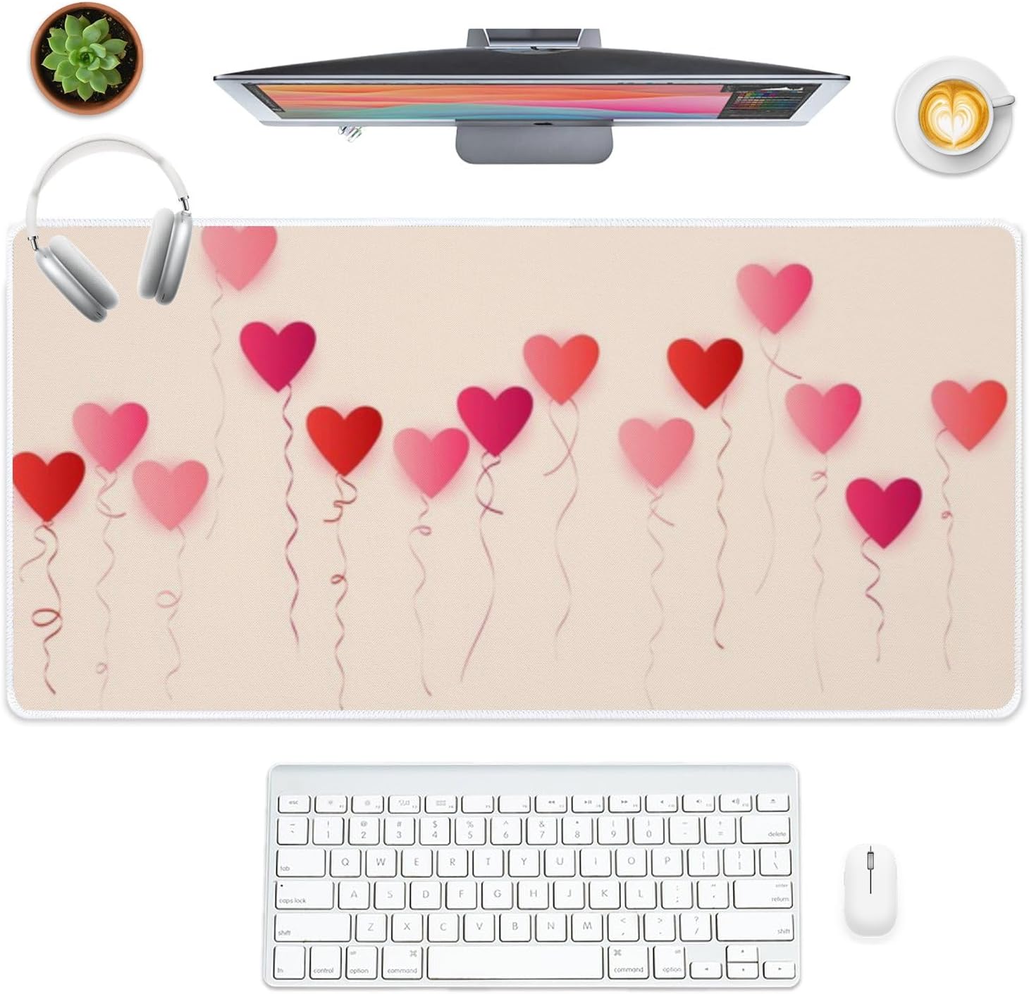 Amazon.com : Red Hearts Valentine's Day Mouse Pad Large Gaming Keyboard ...