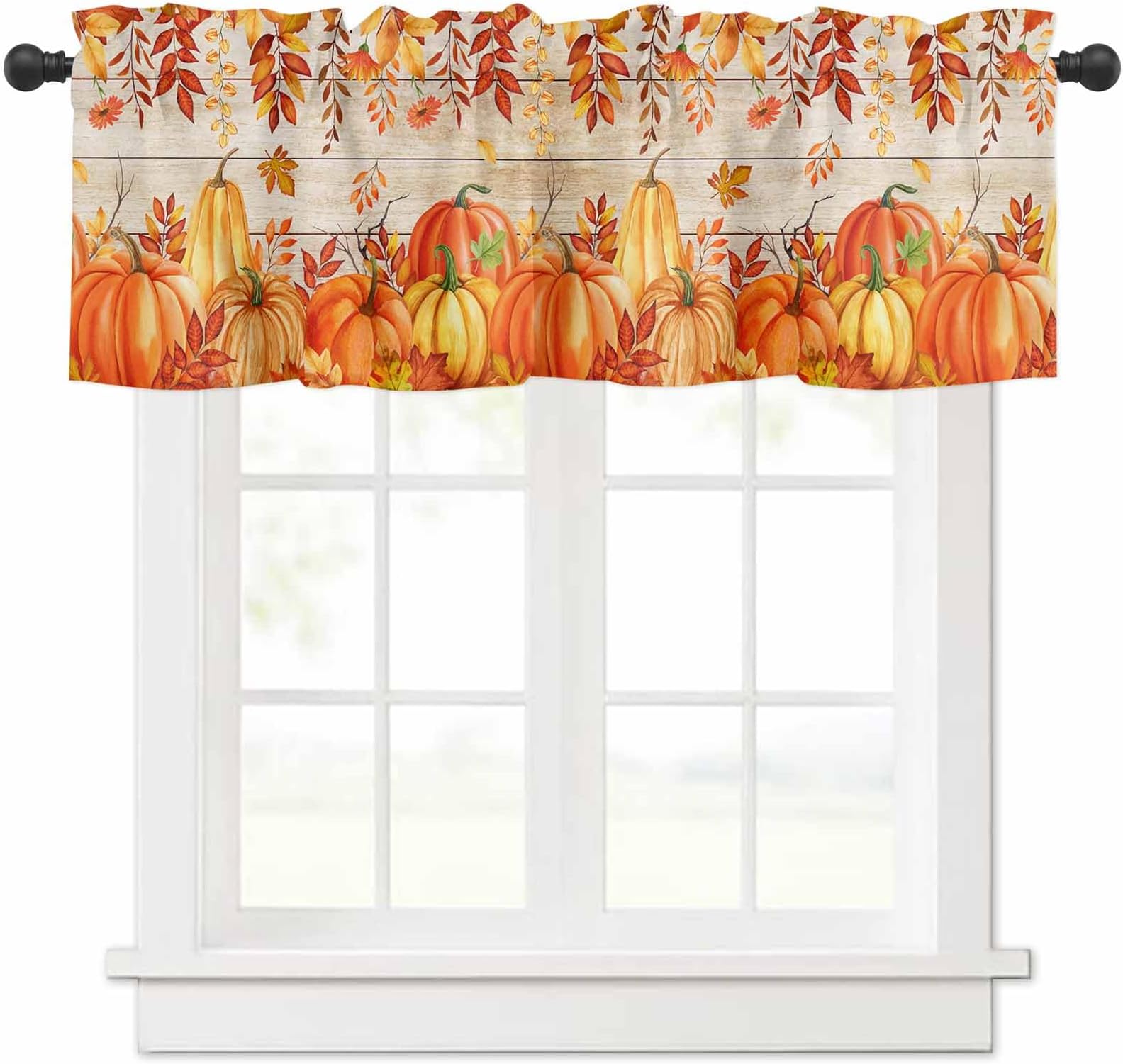 Amazon.com: Windkream Thanksgiving Kitchen Fall Curtains Valances 58 x ...