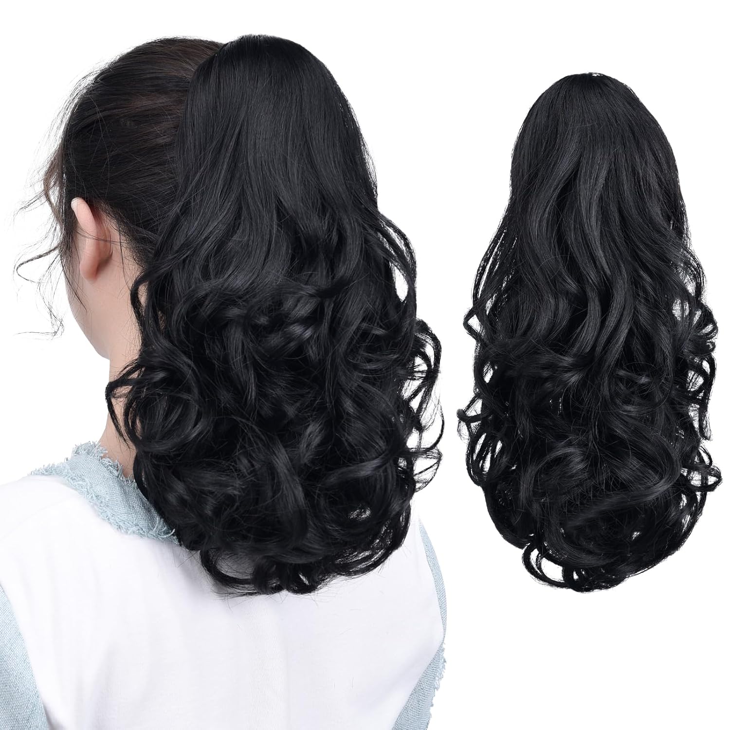 Amazon.com : HSPJHTM Black Ponytails Extension,Hair Claw Ponytail ...