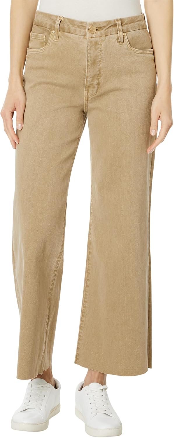 KUT from the Kloth Women's Meg High-Rise Fab Ab Wide Leg Raw Hem Toast ...