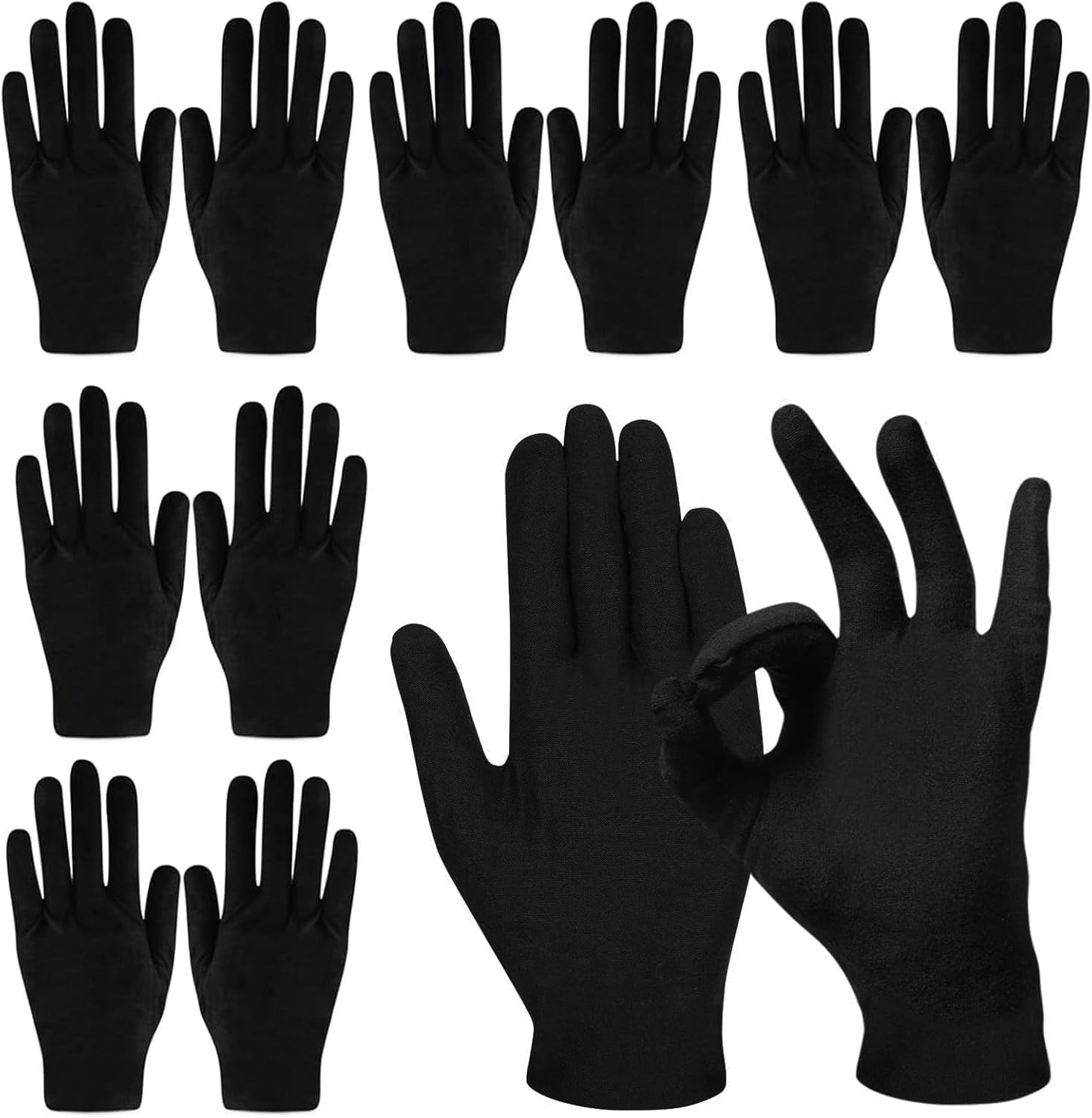 BFSYRR Black Cotton Gloves,Cotton Gloves,12 Pcs Mitten Comfortable ...