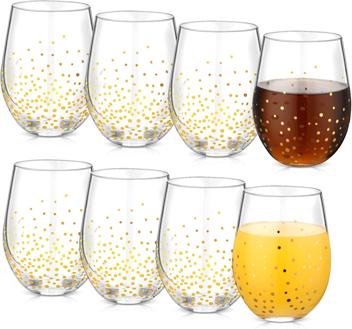 Amazon.com | Inbagi Set of 8 Stemless Wine Glasses Luster Stemless ...