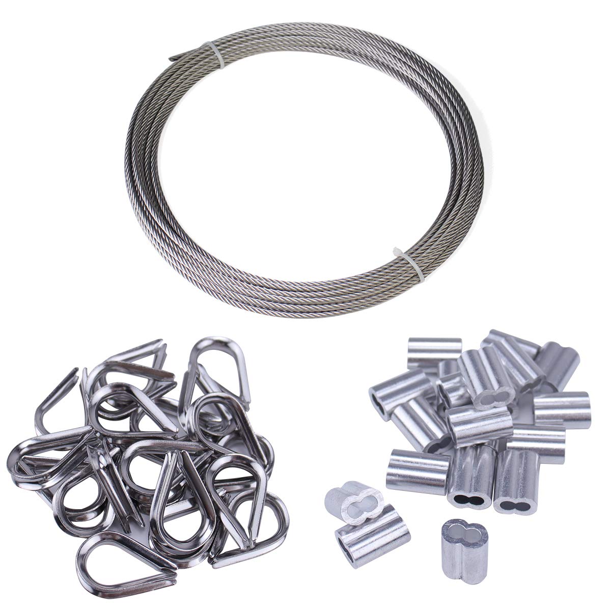 Buy Muzata 33Feet 1/8inch T316 Stainless Steel Wire Rope Aircraft Cable ...