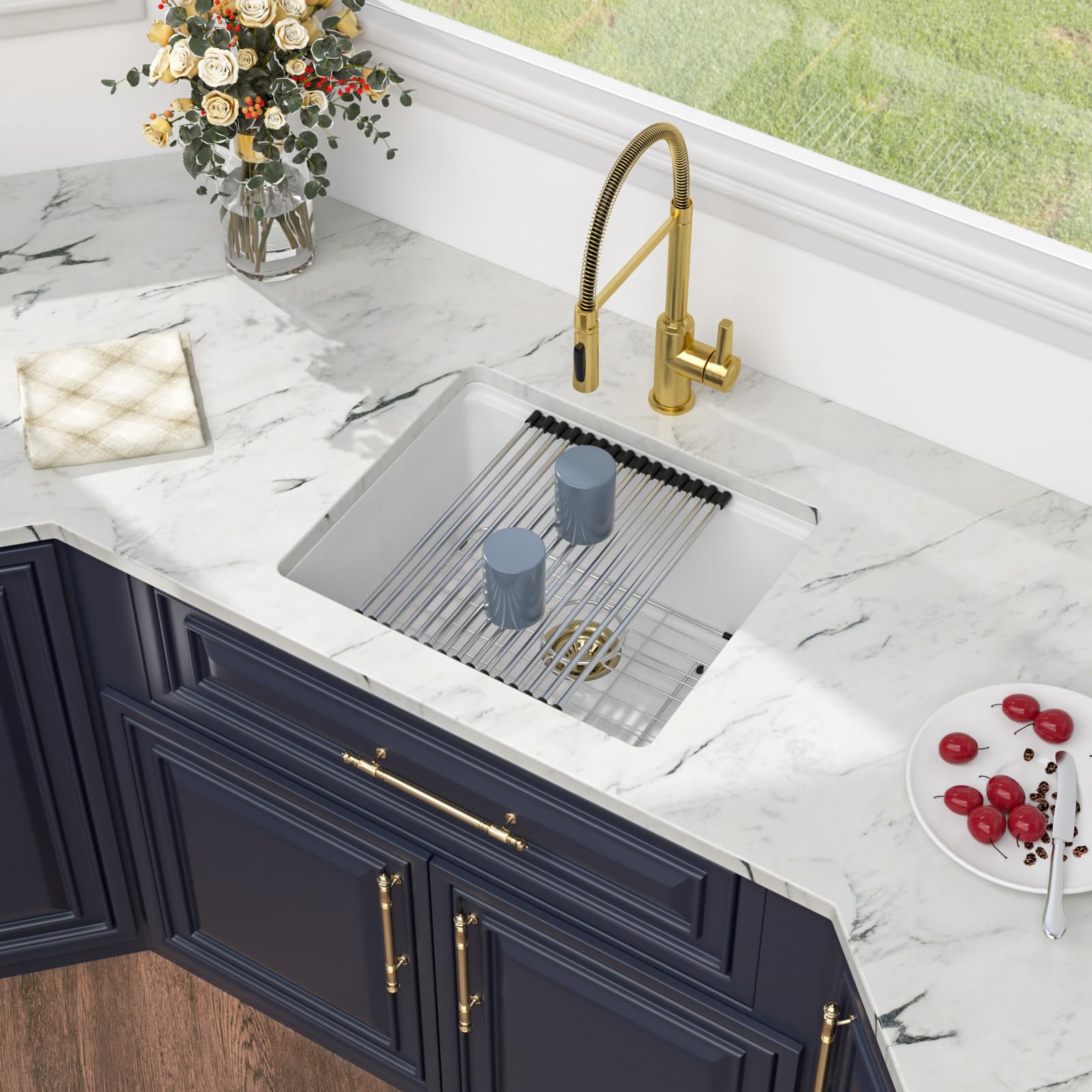 Snapklik.com : Kichae White Undermount Bar Sink - 21 X 18 Inch ...