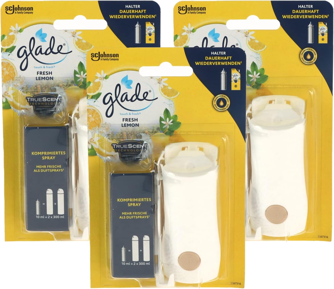 glade 3 x Touch & Fresh Starter Set Support désodorisant avec 1 ...