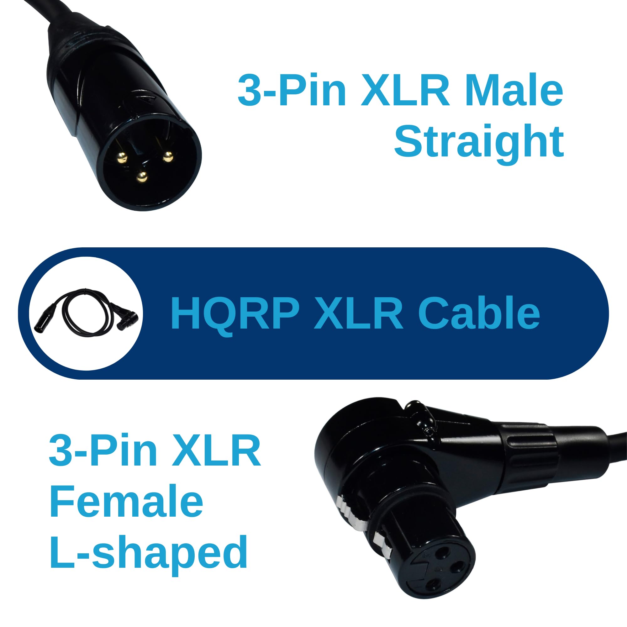 Snapklik.com : XLR Cable 3 Feet, 3-Pin Male Straight To Female L-Shaped ...