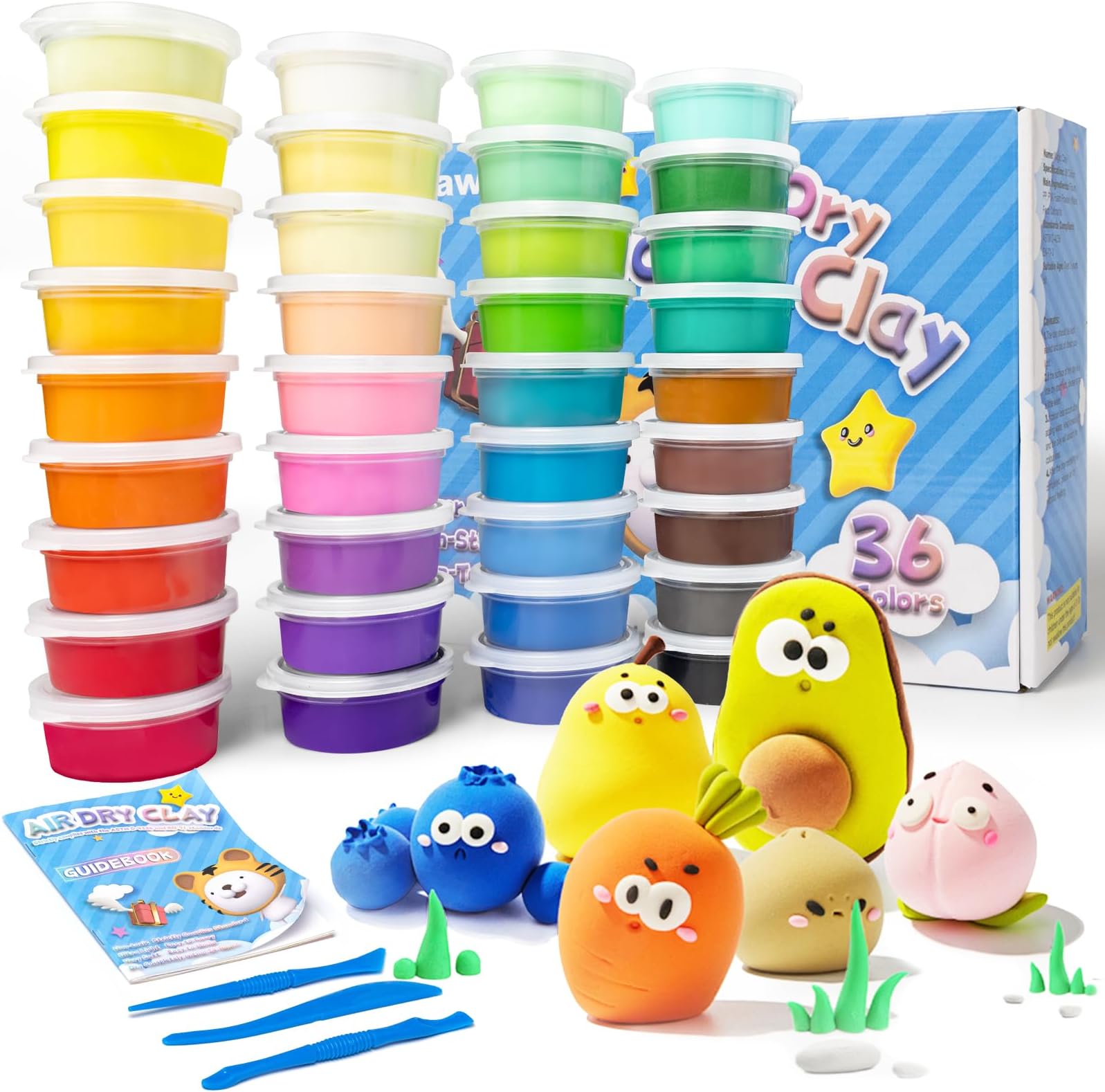 Amazon.com: Air Dry Clay for Kids, 50 Colors Air Dry Ultra Light Clay ...