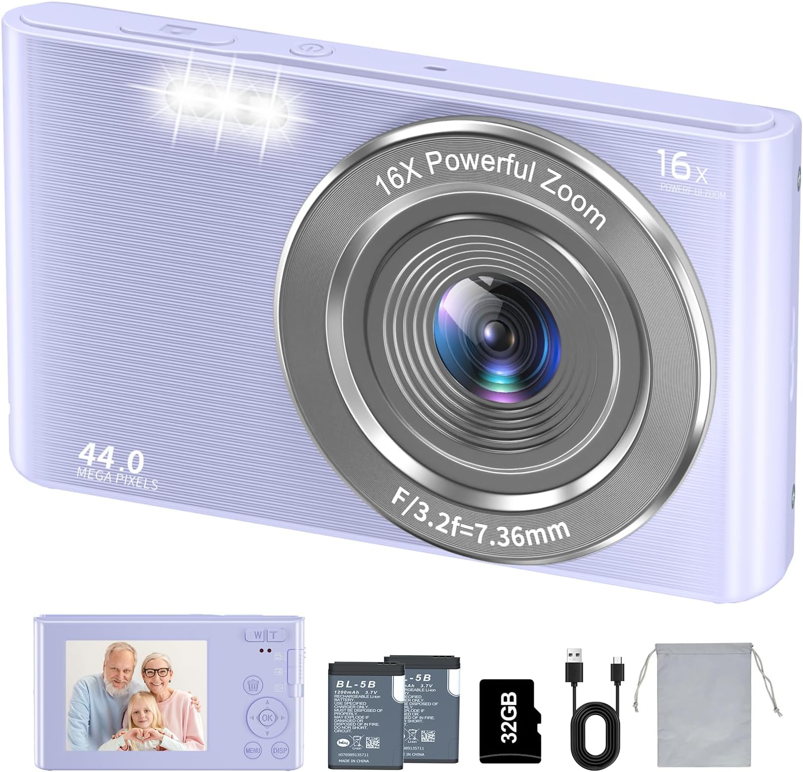 Amazon.com : VJIANGER 4K Digital Camera 44MP Point and Shoot Camera ...