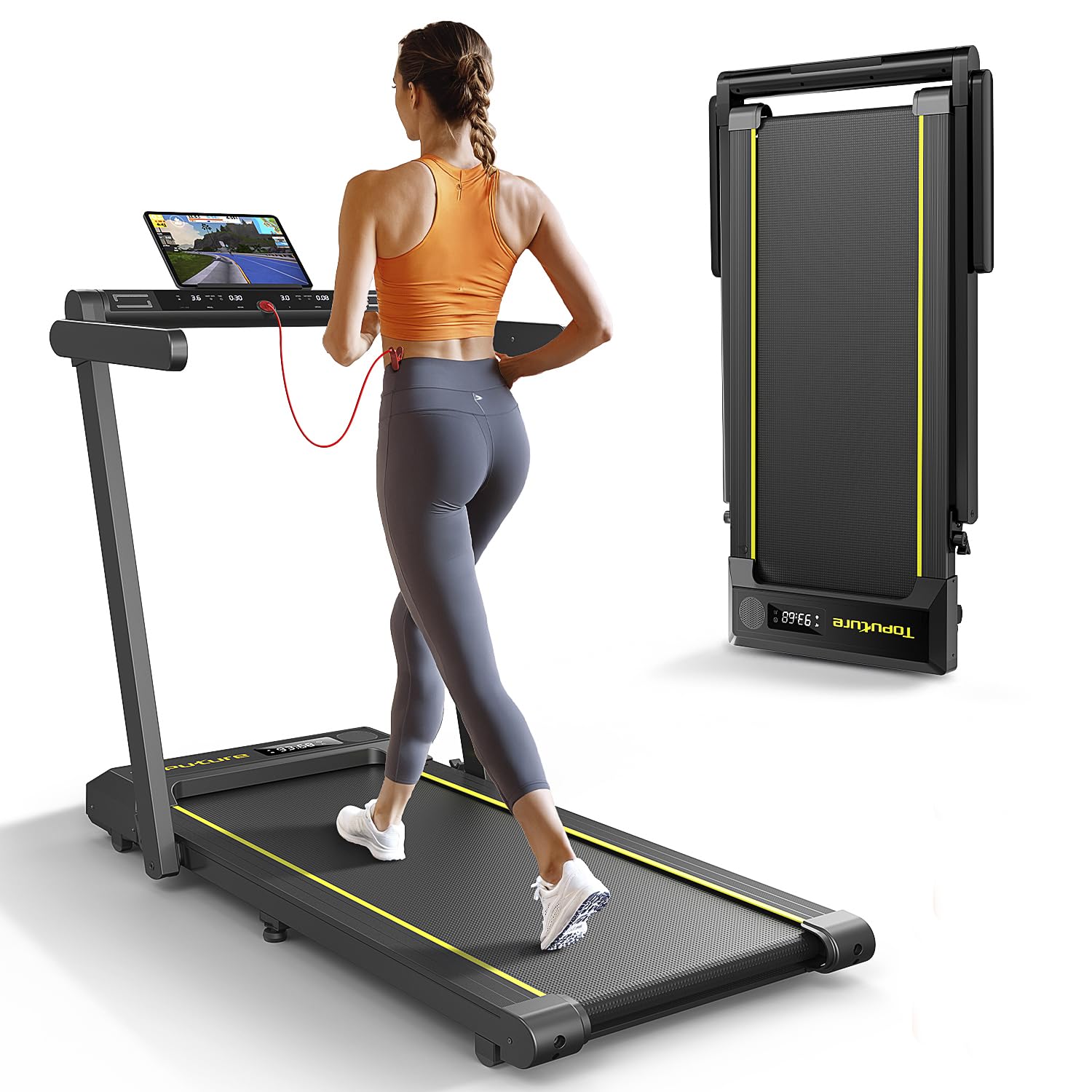 Amazon.com : TOPUTURE 2 in 1 Folding Treadmill, 2.5HP Under Desk ...