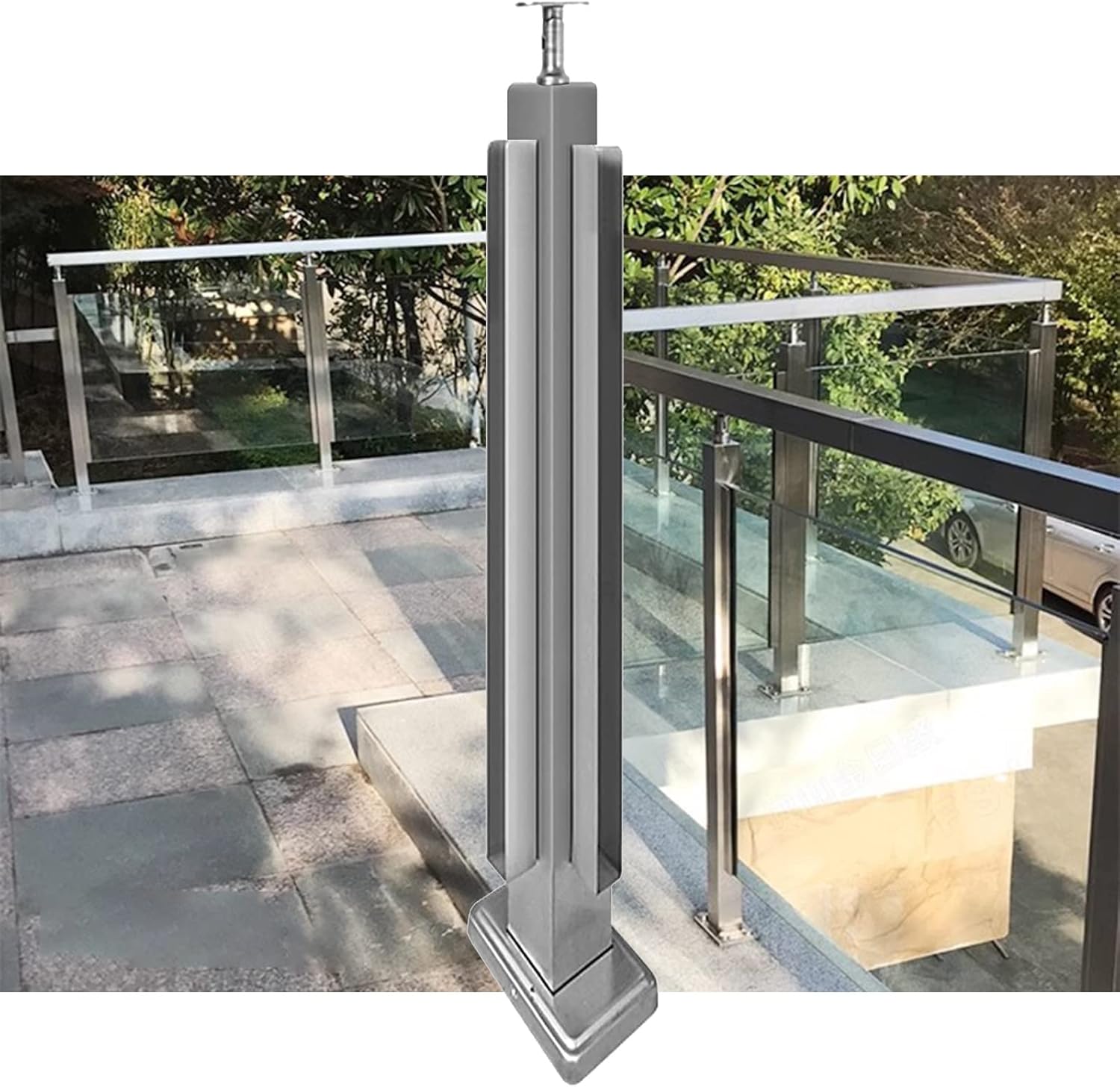 Amazon.com: Balcony Glass Railing Post for Outdoor, Stainless Steel ...