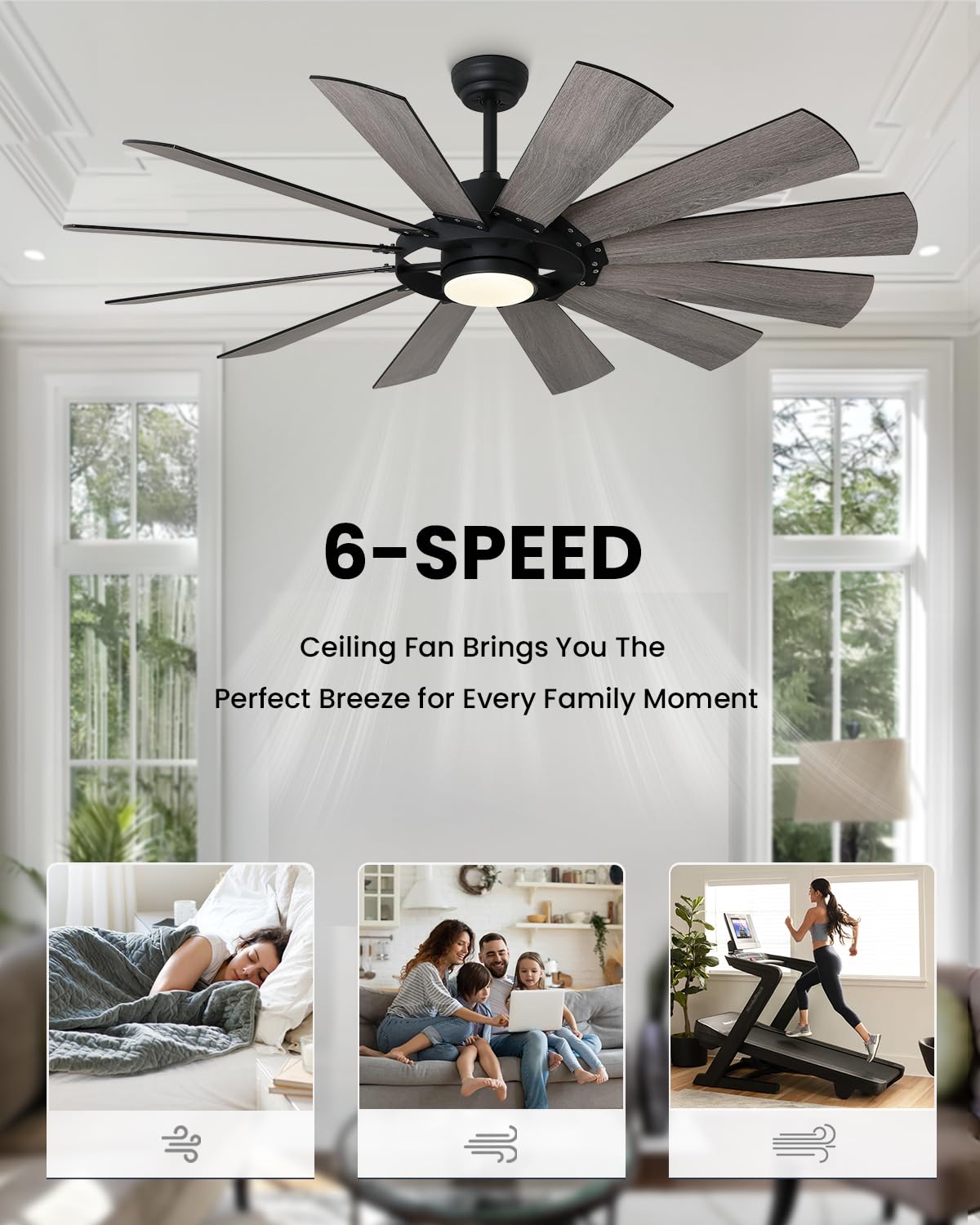 Windmill Ceiling Fan Style 60" Outdoor Rustic Windmill Ceiling Fan