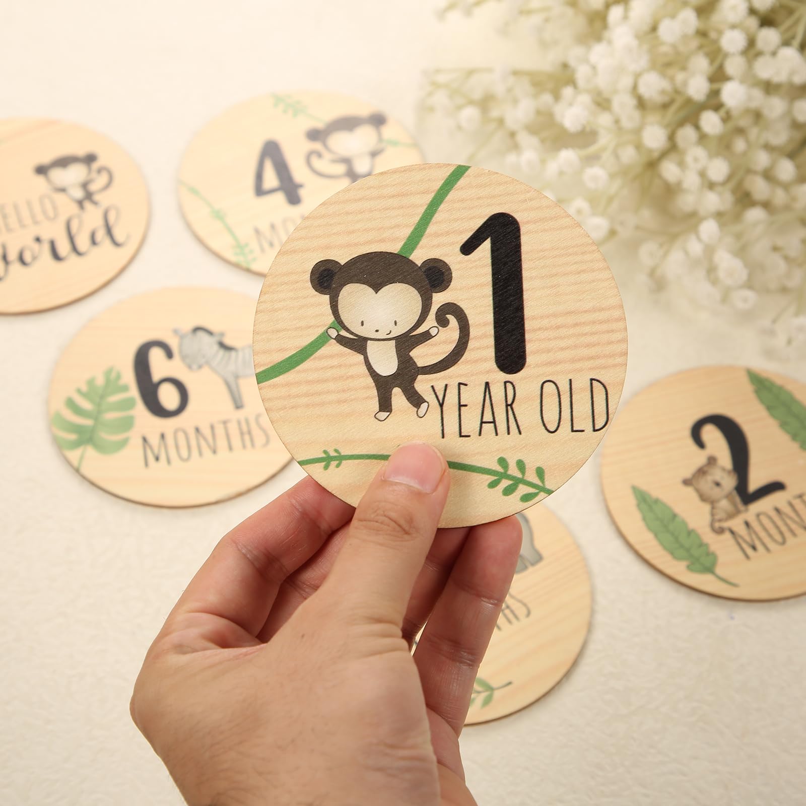 Snapklik.com : 7pcs Baby Monthly Cards Sign, Wooden Newborn Welcome ...