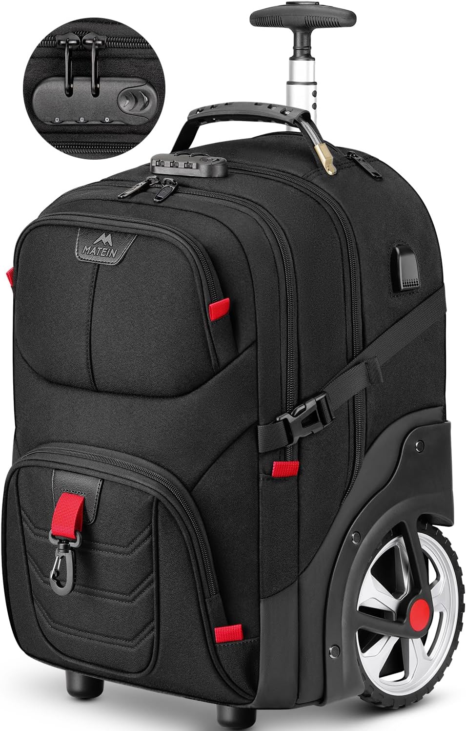 Amazon.com: MATEIN Rolling Bag with Wheels, 17 Inch Extra Large Laptop ...
