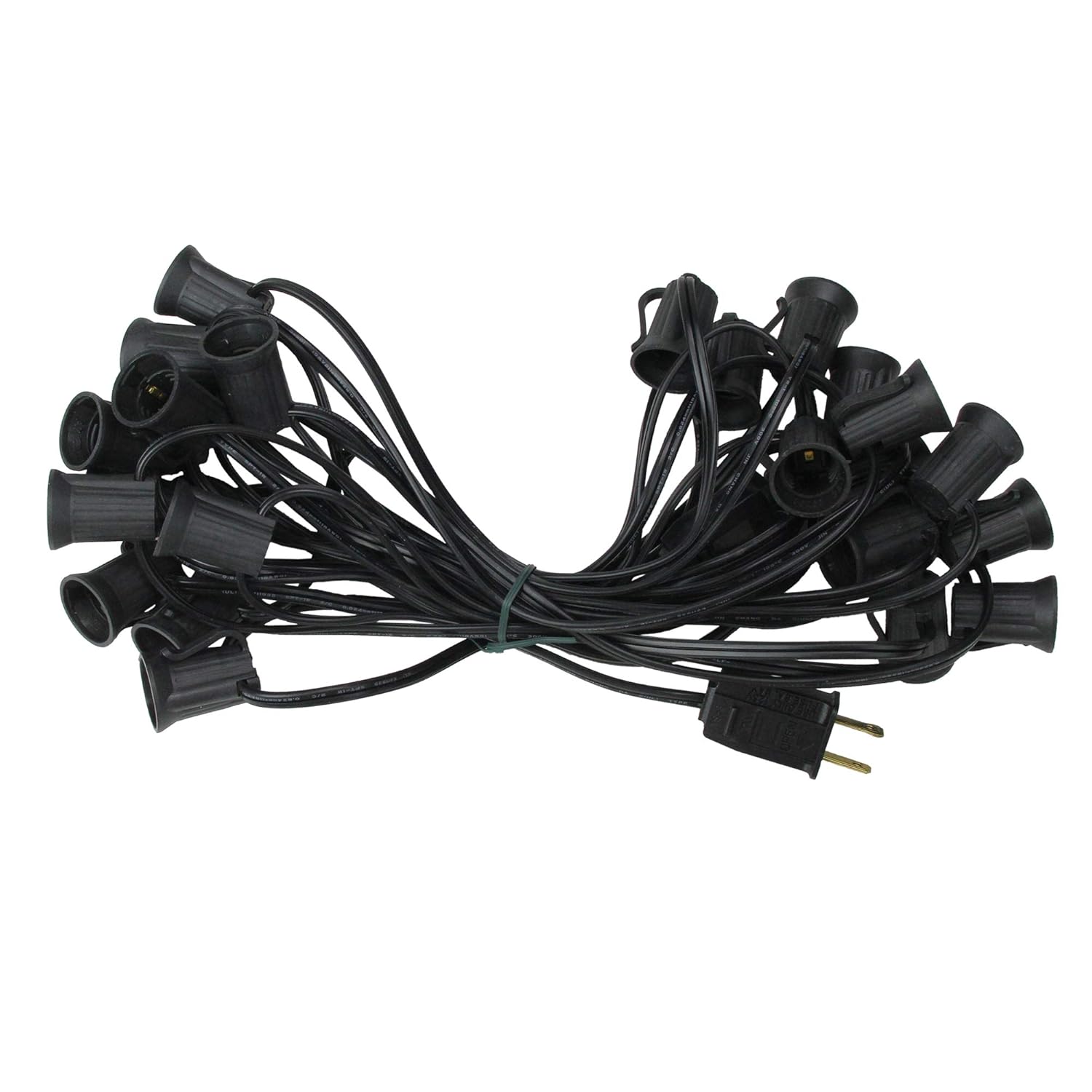 Commercial Grade C9 Christmas Light Socket Set - 25' - Black Wire ...