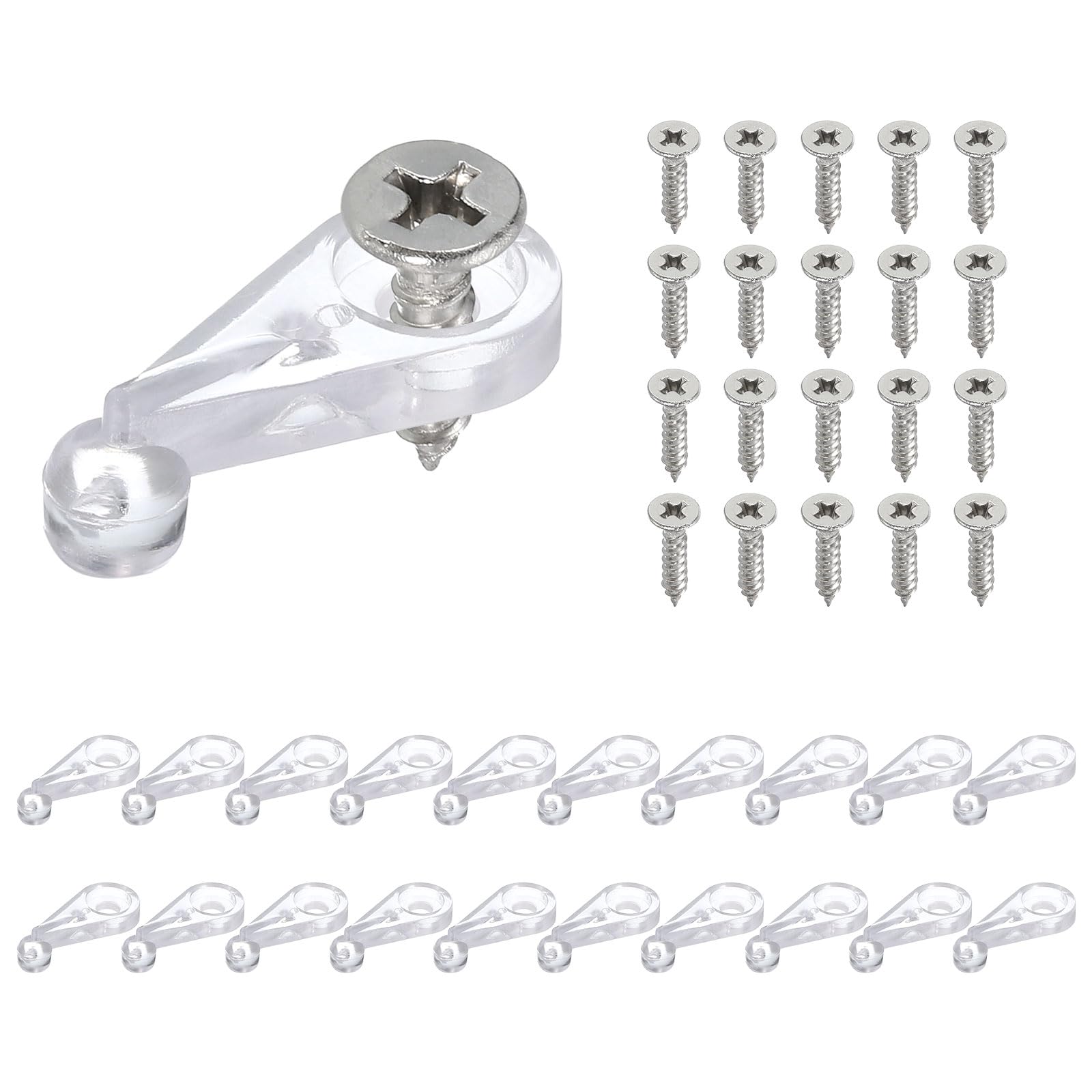 uxcell 56Sets Glass Retainer Clips Kit with Screw, 25mm Plastic Cabinet ...