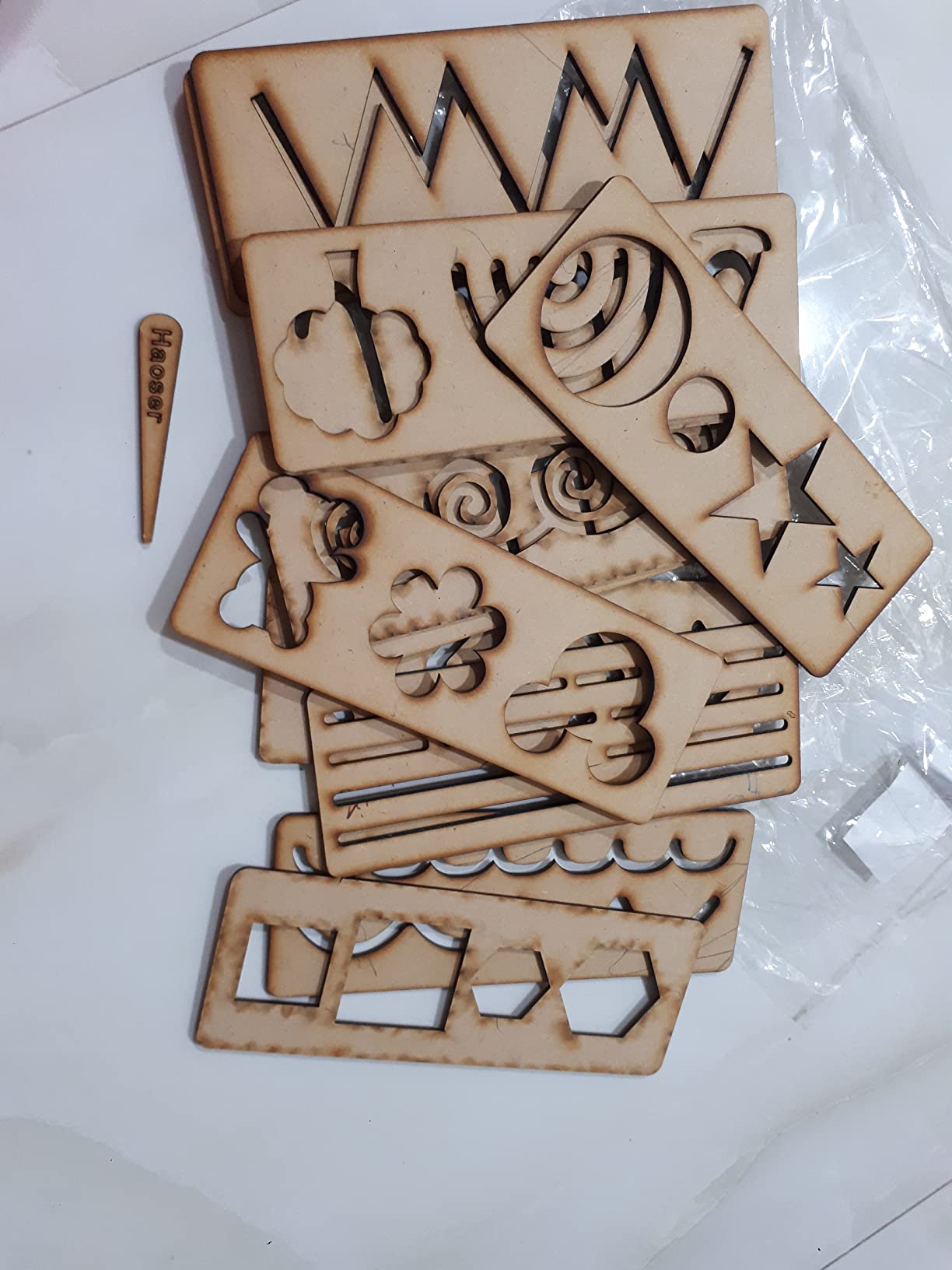 Haoser Wooden Line Tracing Board Prewriting Tracing Tiles a Set of 12 ...