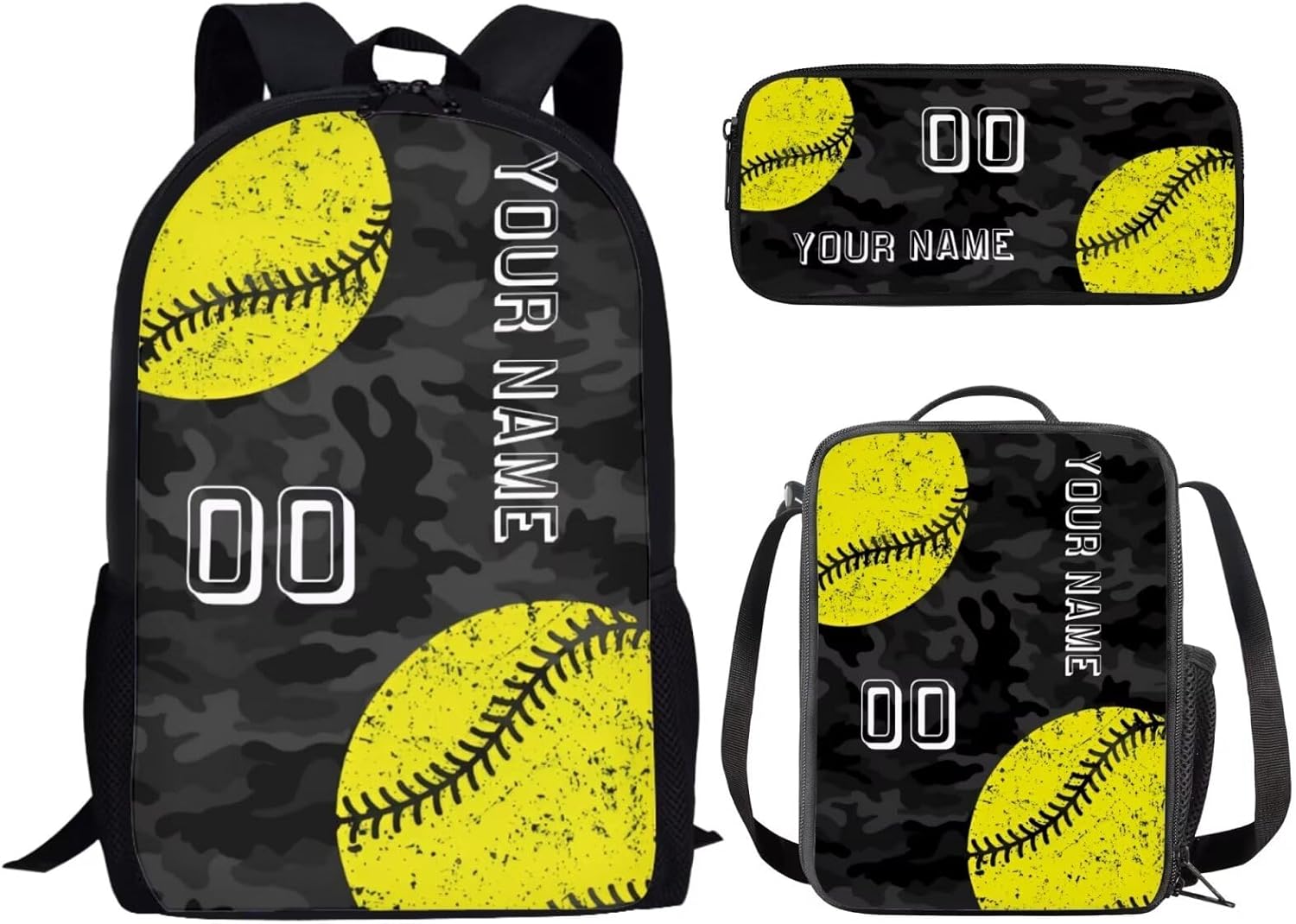 Amazon.com | STUOARTE Customized Backpack Set for Kids, Camo Softball ...