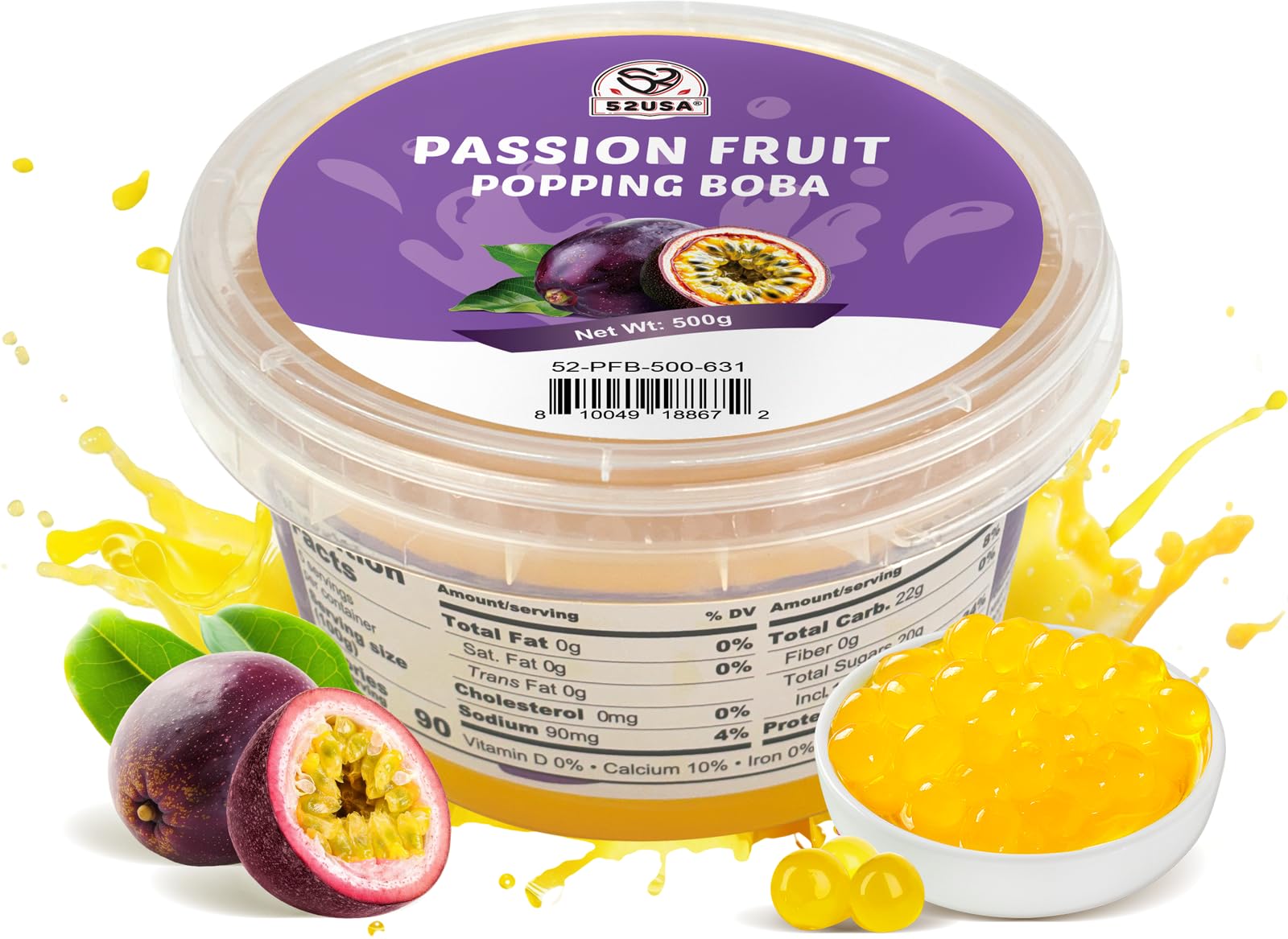 Amazon.com: 52USA Passion Fruit Popping Boba (500g), Popping Pearls for ...