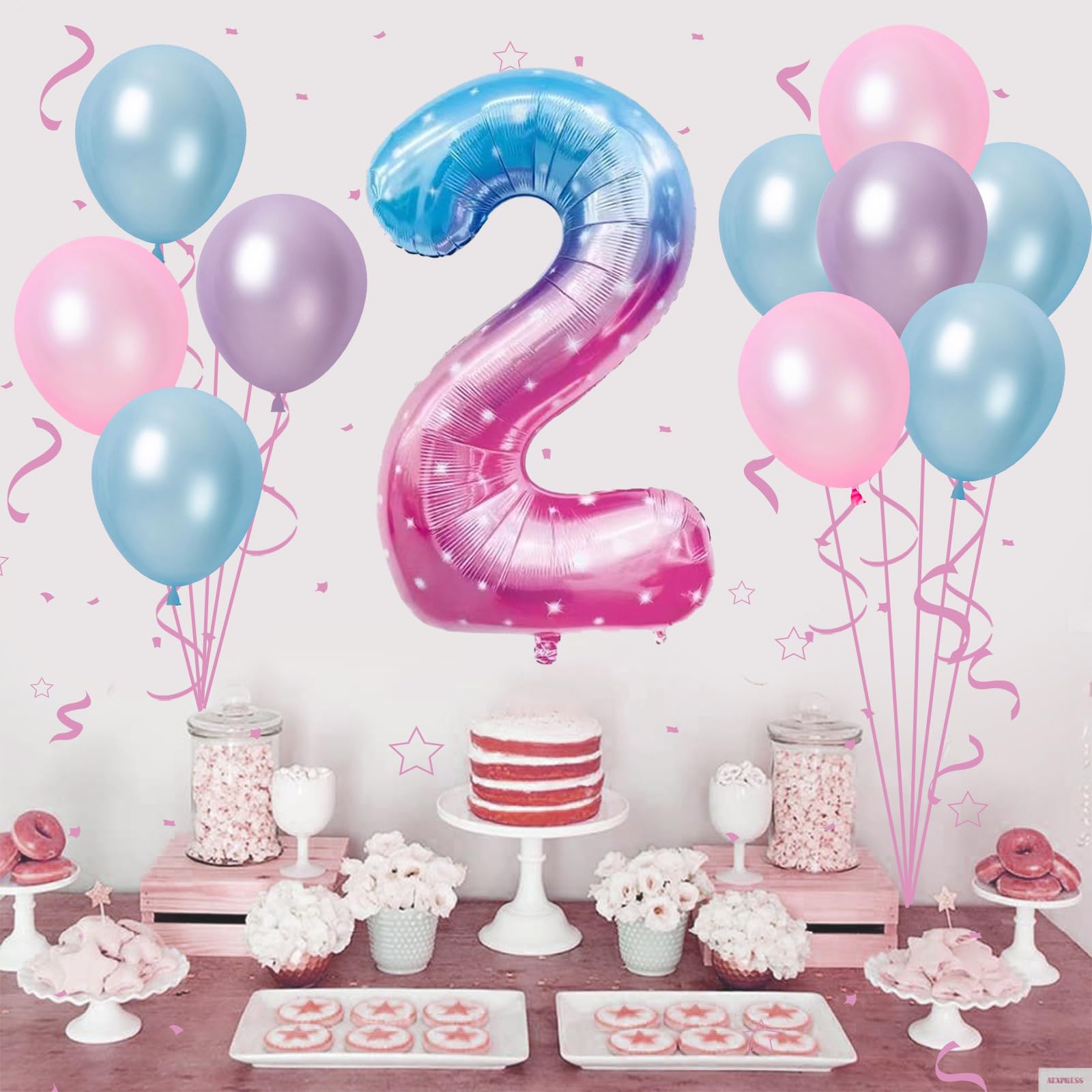 Snapklik.com : 40 Inch Starry Sky Number 2 Balloon, 2nd Birthday ...