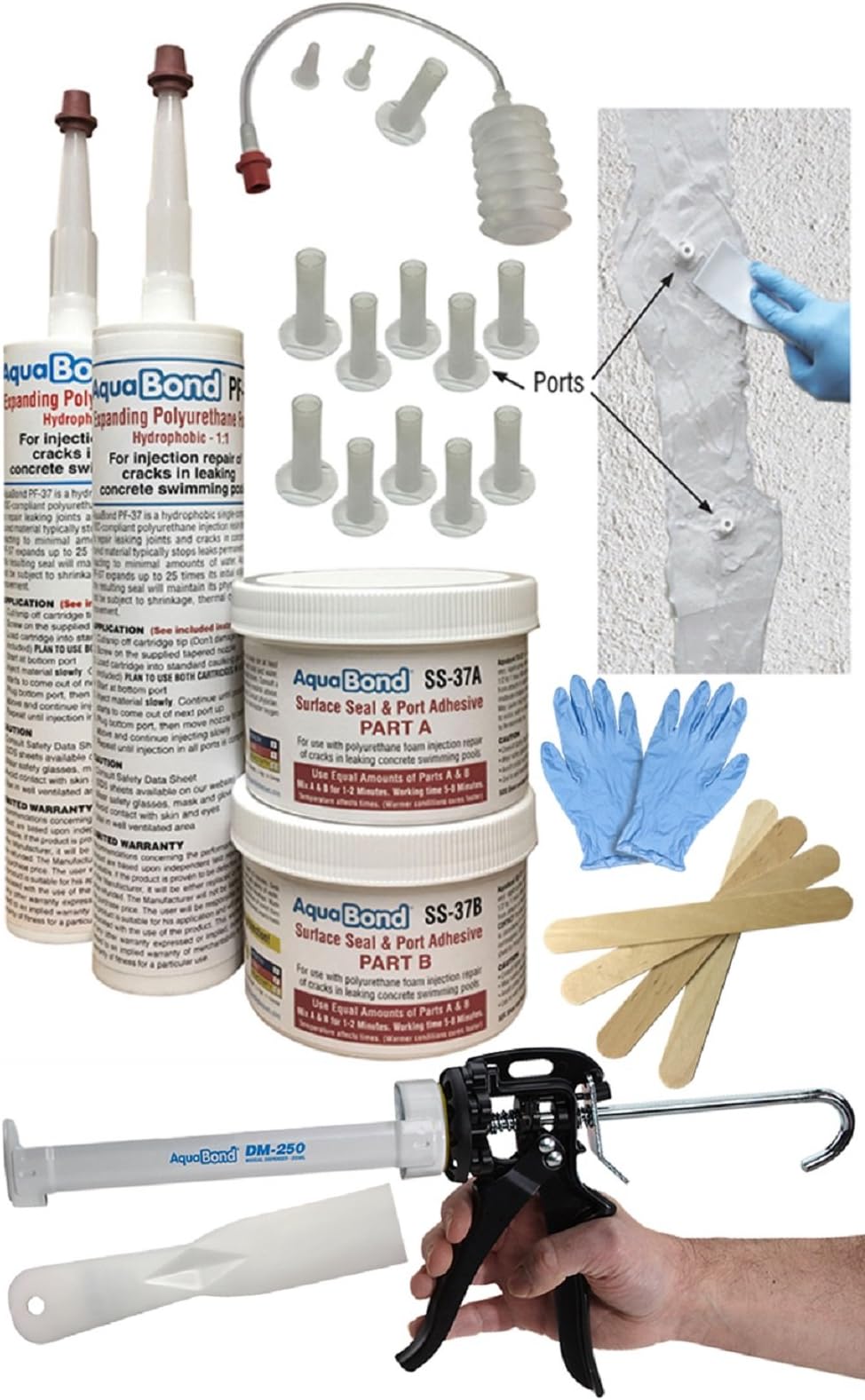 Amazon.com : AquaBond Pool Crack Repair Kit | Gunite, Fiberglass, and ...