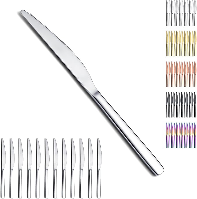 Evanda Dinner Knives Set 12 Pieces, Stainless Steel Table Knife Steak ...