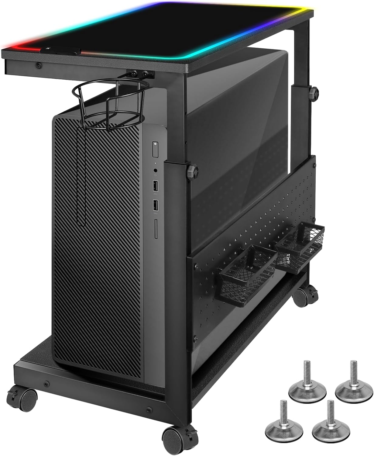 Amazon.com: Obihivlo Computer Tower Stand Height Adjustable, 2-Tier CPU ...