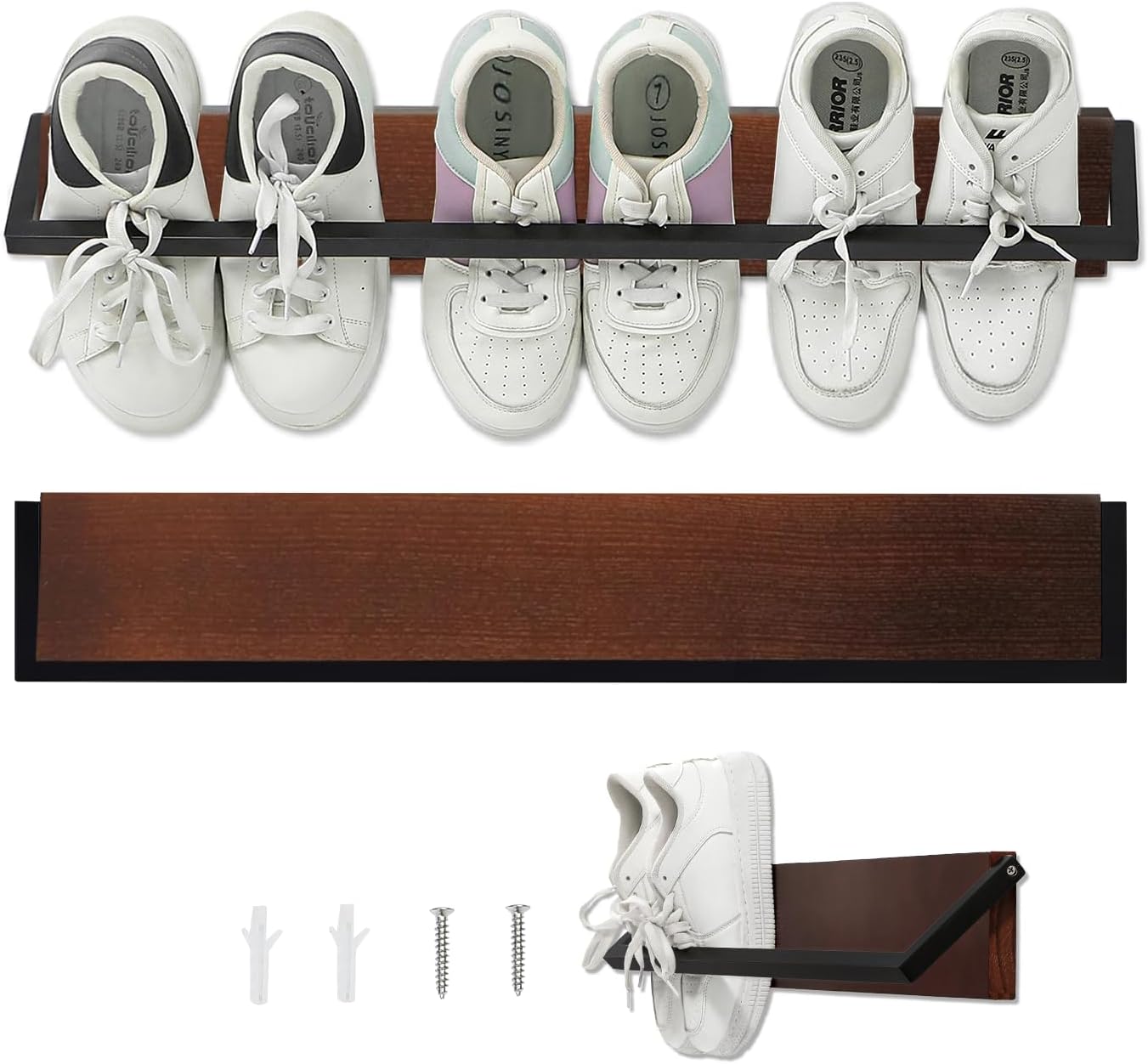 Amazon.com: Nirxxiy 6 Pack Adjustable Wall Mounted Shoes Rack, Plastic ...