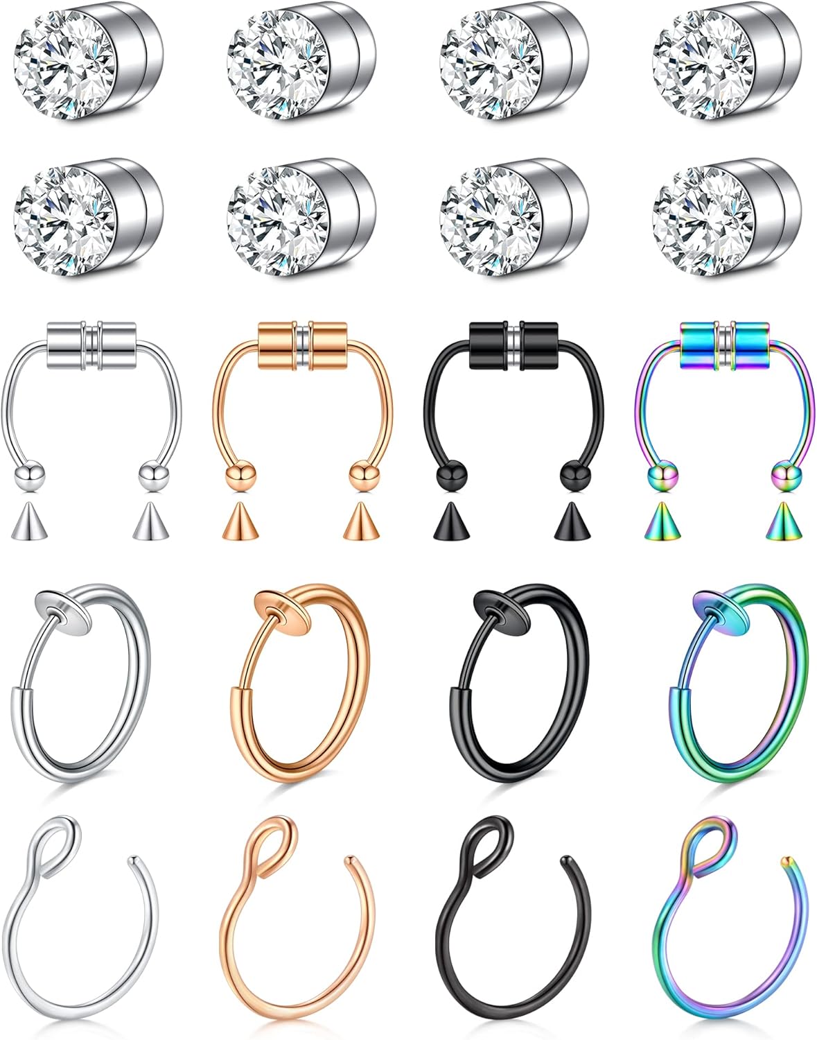 Amazon.com: Mayhoop Fake Magnetic Nose Ring, Septum Fake Nose Ring Hoop ...