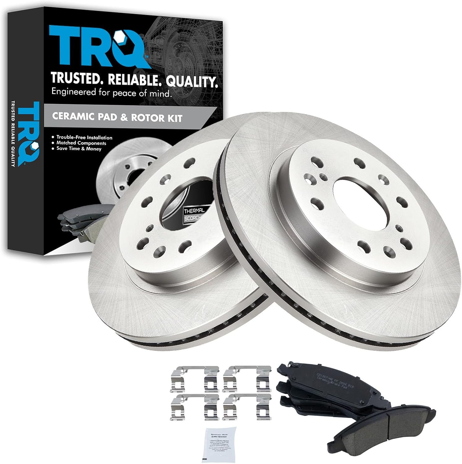 Amazon.com: TRQ Front Brake Pad and Rotor Set Ceramic Compatible with ...