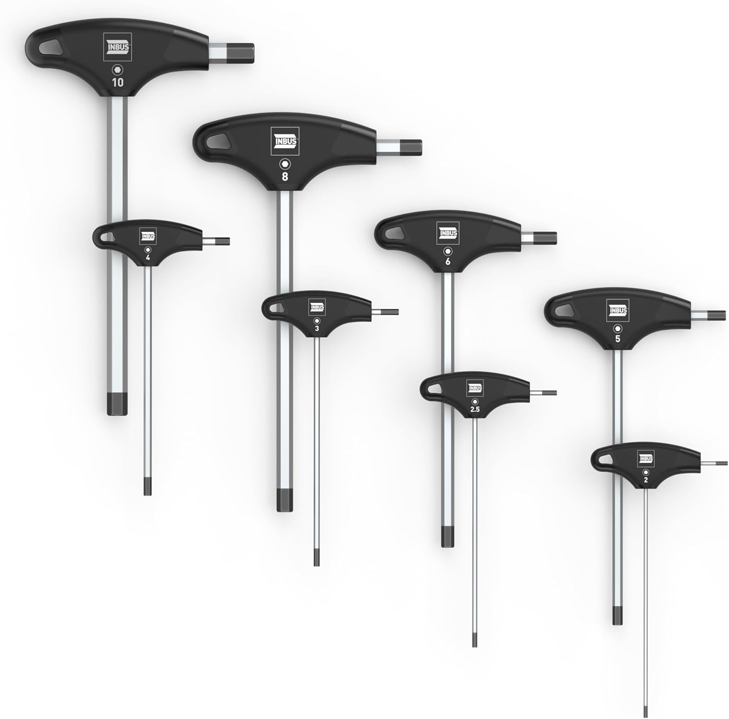 INBUS® 70129 T-Handvat Inbussleutel Set 8st, 2–10mm, met HybridTouch ...