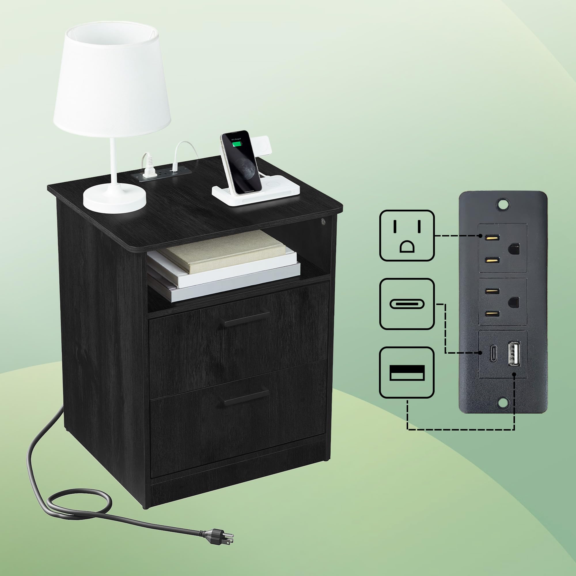 Amazon.com: ODIKA Everyday Side Table with Fast Charging Station - USB ...