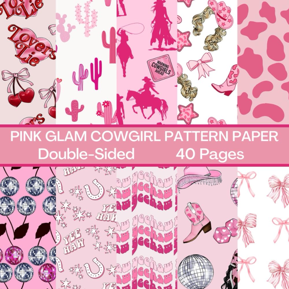 Pink Glam Cowgirl Scrapbook Paper 40 Pages 20 Sheets: Double Sided ...