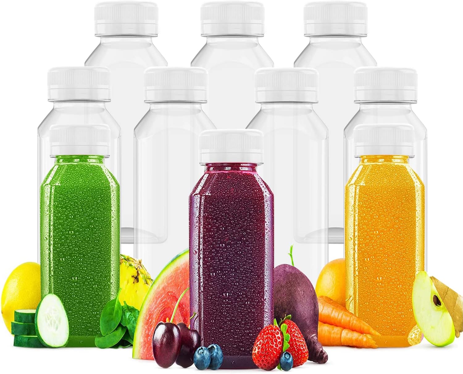 Amazon.com: AQSXO 10 Pcs 8 OZ Plastic Juice Bottles, Reusable Bulk ...