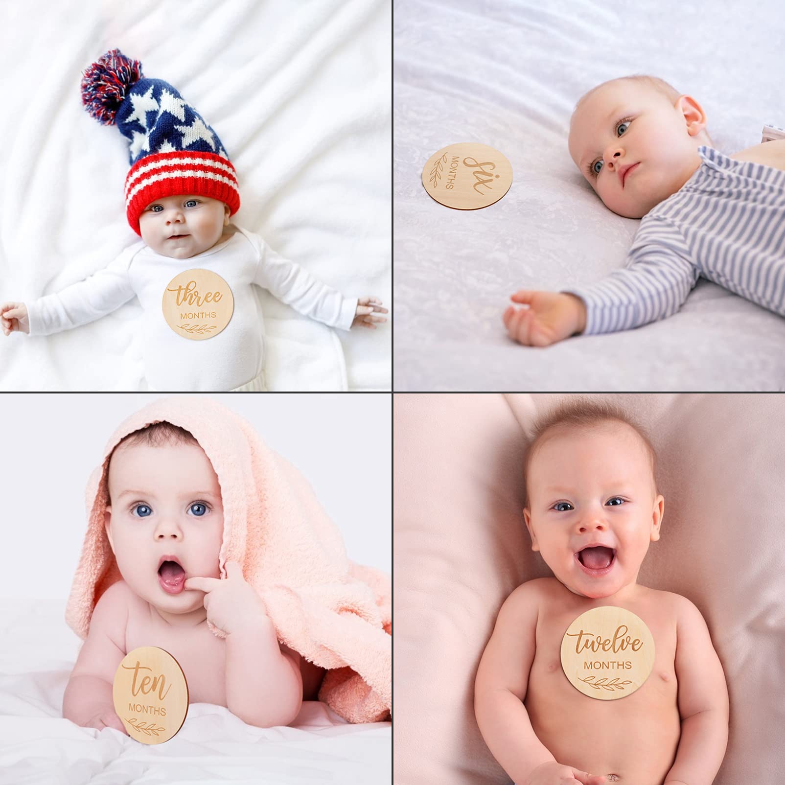 Monthly Baby Cards Wooden Baby Milestone Cards - 14-Piece Monthly Photo ...