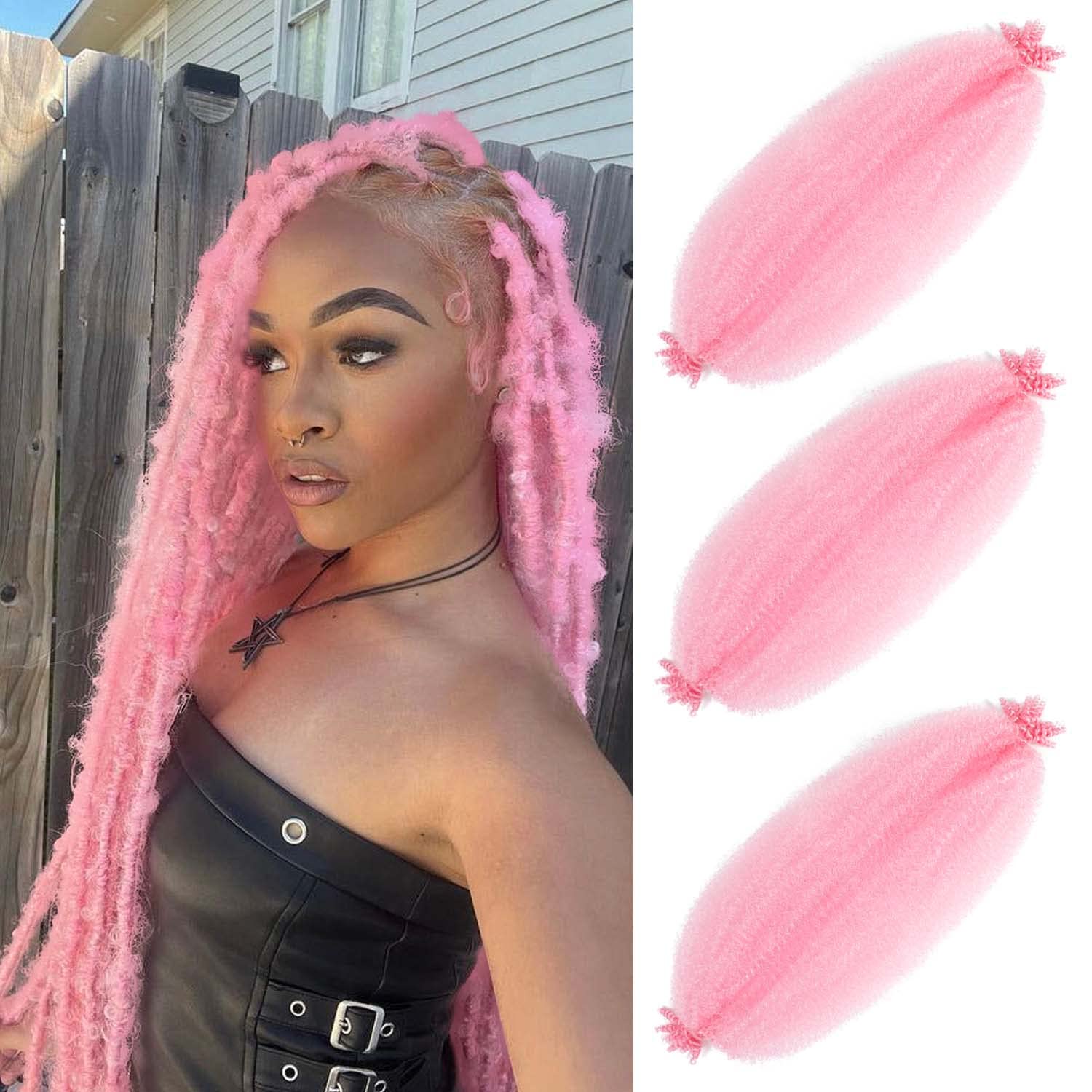 Amazon.com : Pink Afro Twist Hair 16 Inch 3 Packs Pre-Separated Springy ...