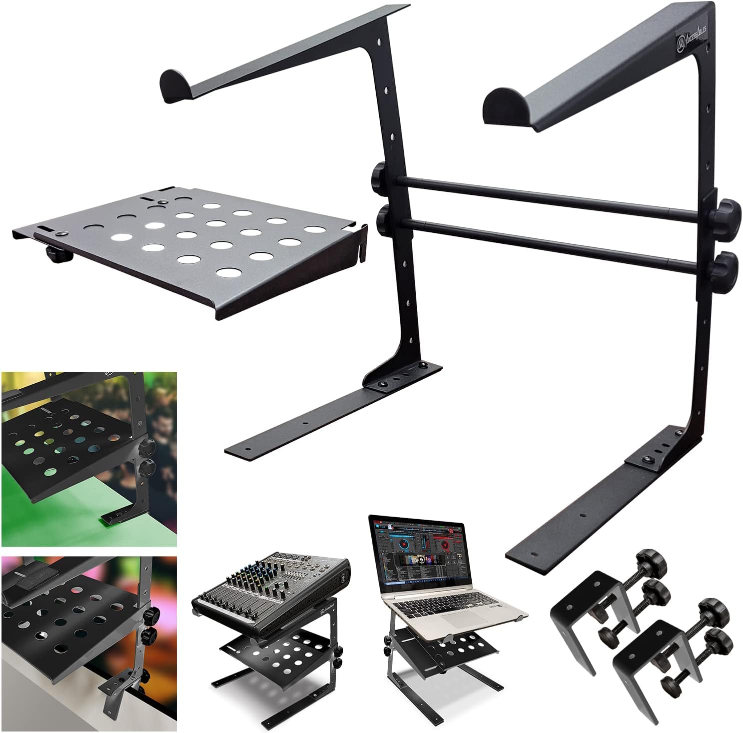 AxcessAbles Two-Tier Adjustable DJ Stand with Clamps | For DJ ...