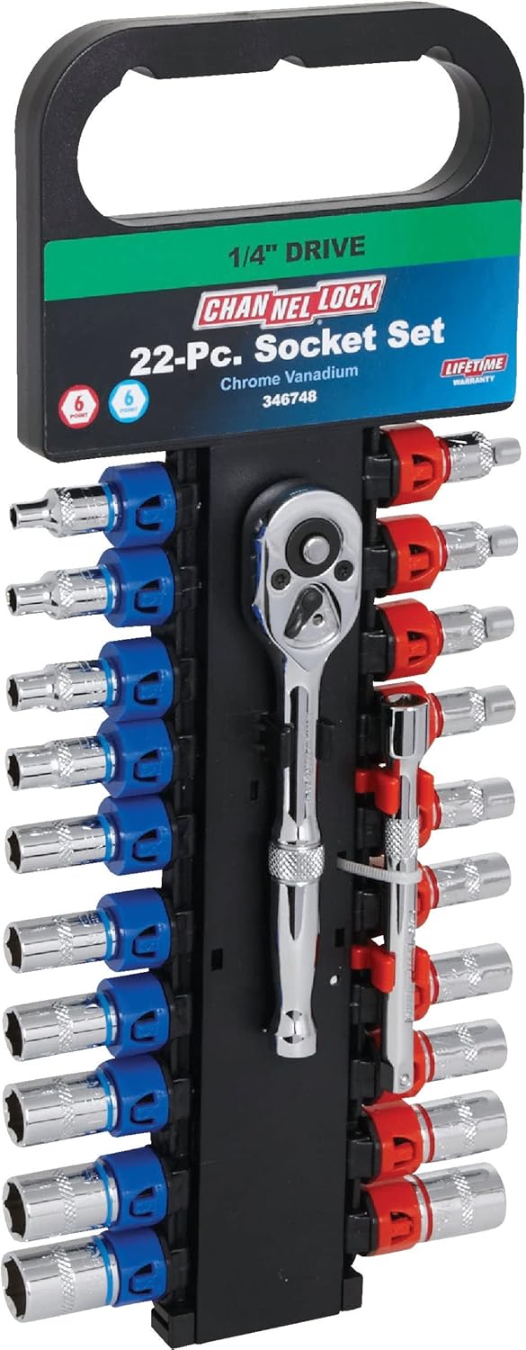 Channellock Products Standard/Metric 1/4" Drive 6-Point Shallow Socket ...