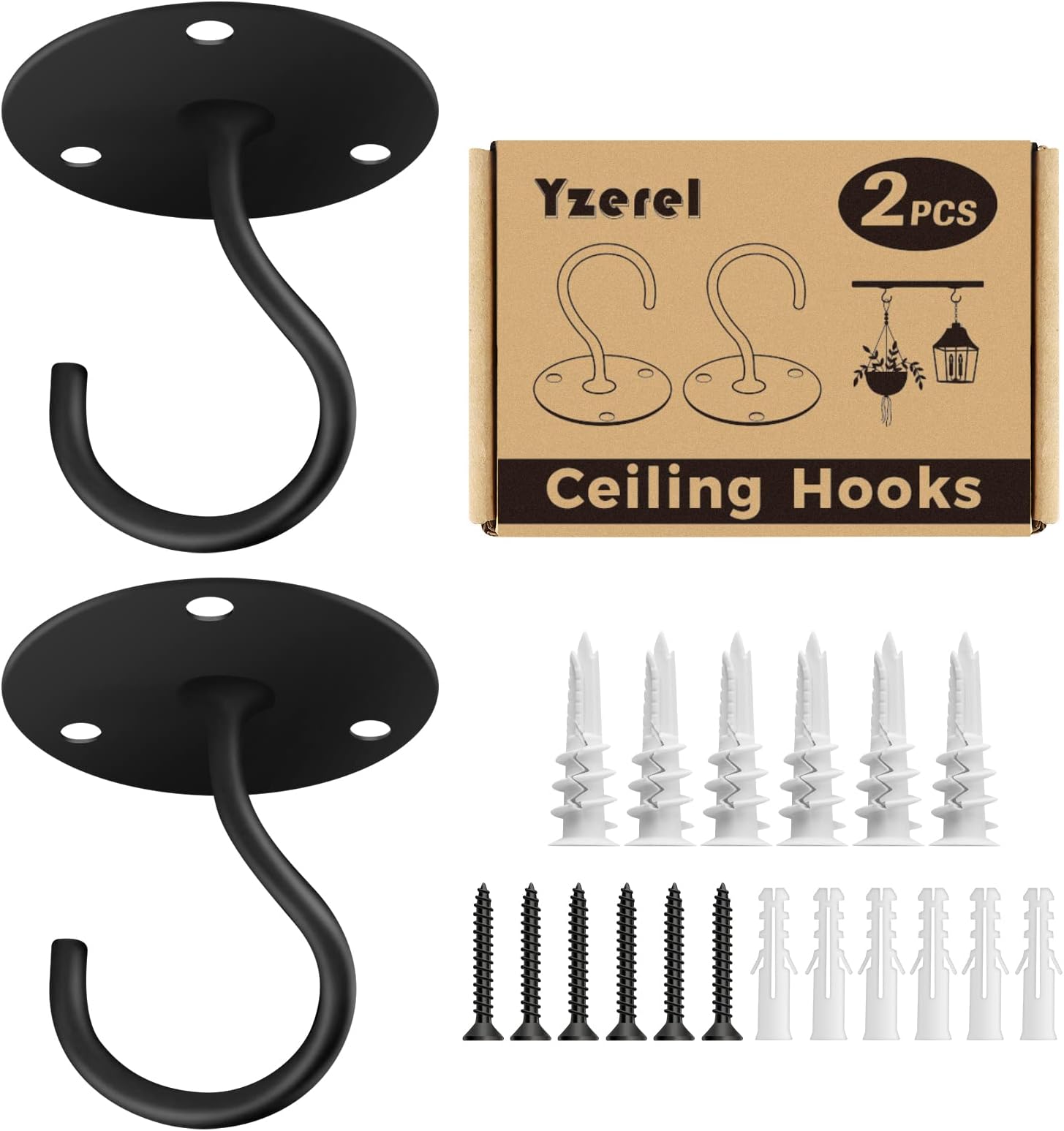 Amazon.com: Ticway 3PCS Ceiling Hooks for Hanging Plants & 20 PCS ...