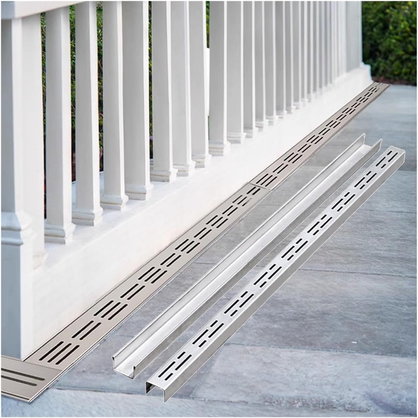 Stainless Steel Trench Drain Kit - Removable Channel Drain with Grates ...