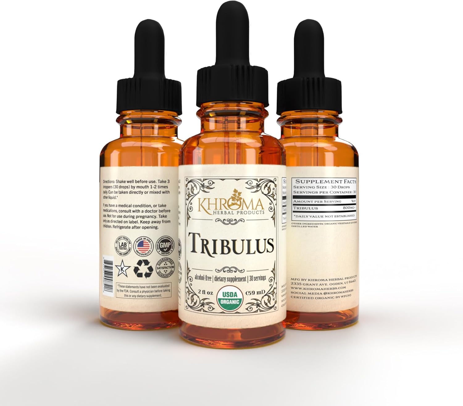 Organic Tribulus 30 Servings - 800 MG - Max Strength Liquid - Alcohol ...
