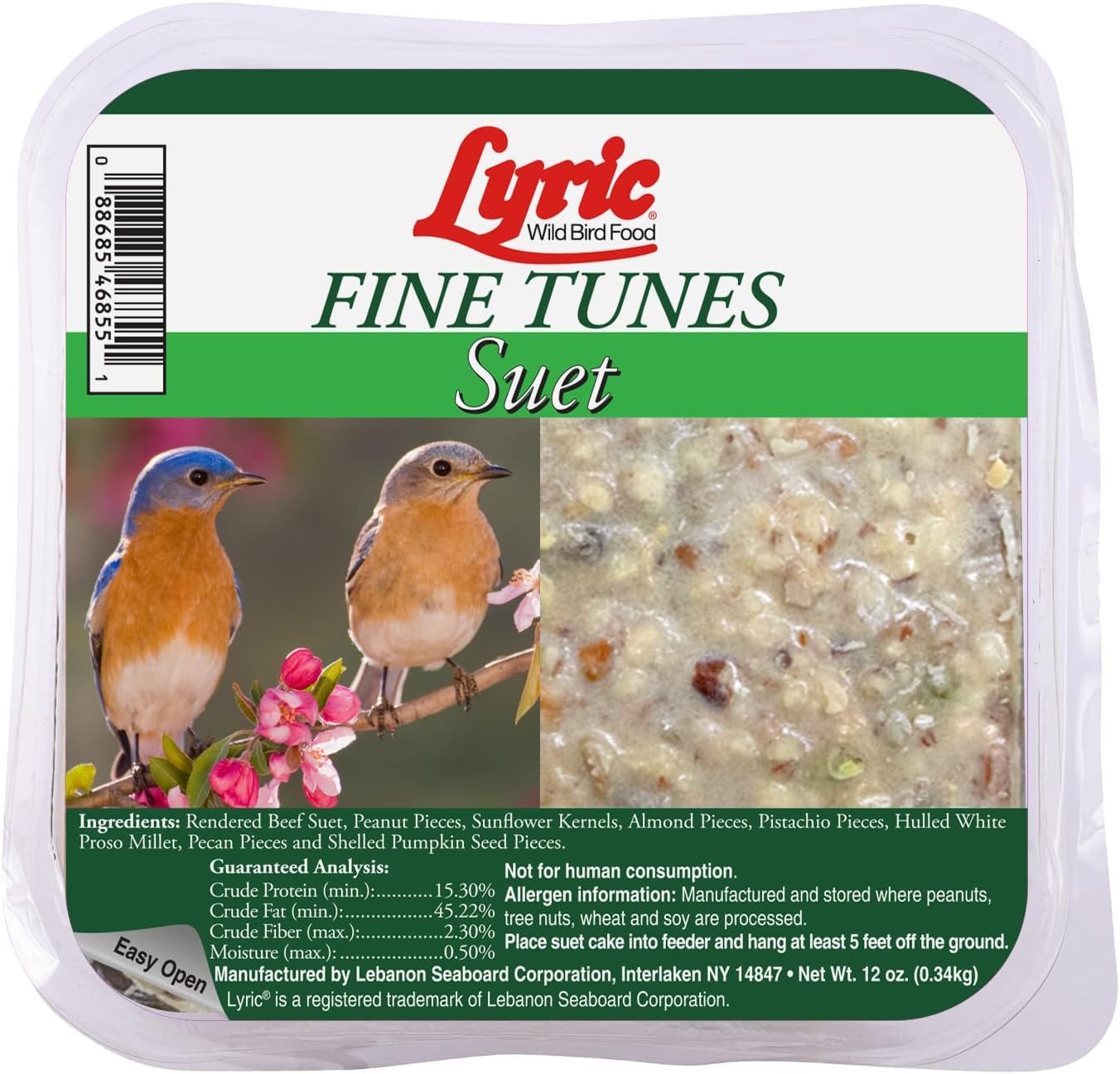 Amazon.com : Lyric Fine Tunes No Waste Wild Bird Seed Suet Cakes for ...