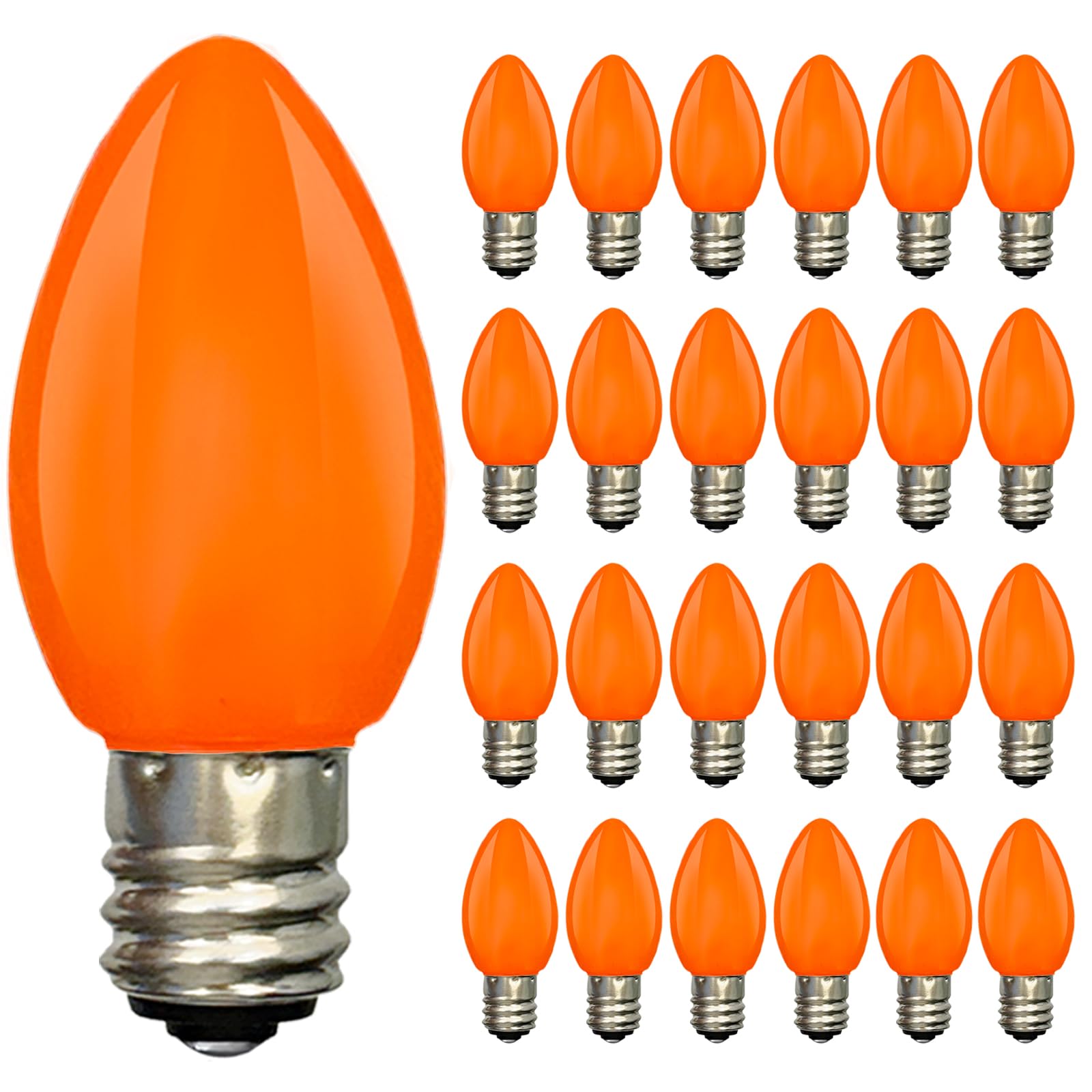 SUNSGNE C7 LED Christmas Orange Light Bulbs, 25 Pack Orange Replacemet ...